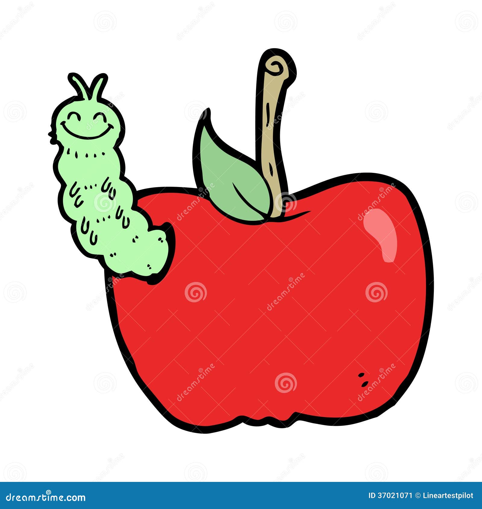 Cartoon apple with bug stock vector. Illustration of doodle - 37021071
