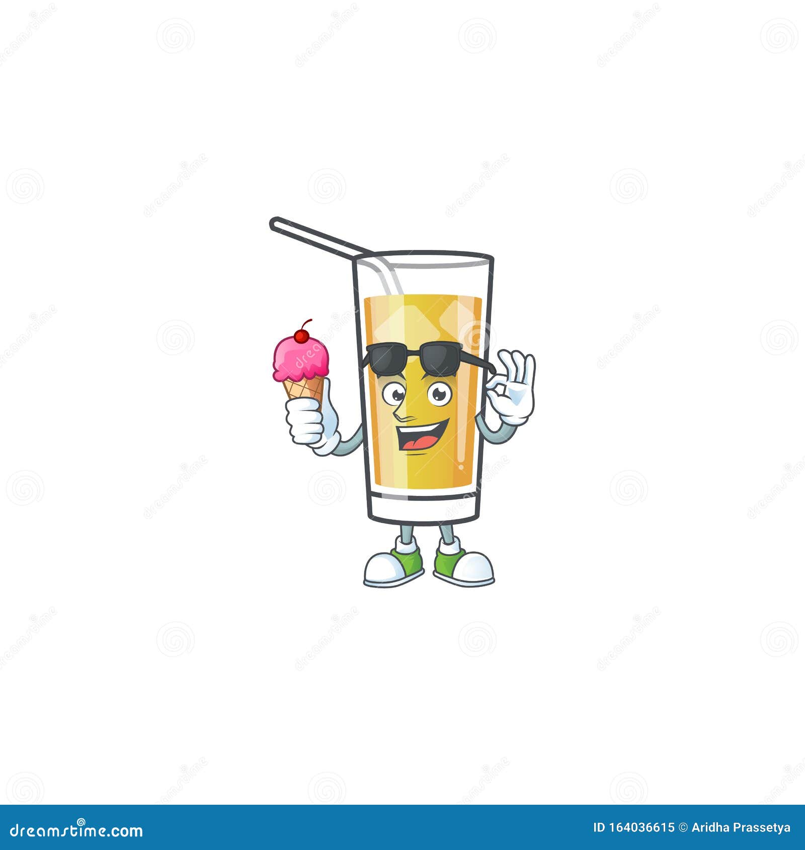 Cartoon Apple Cider with the Character with Ice Cream Stock Vector ...