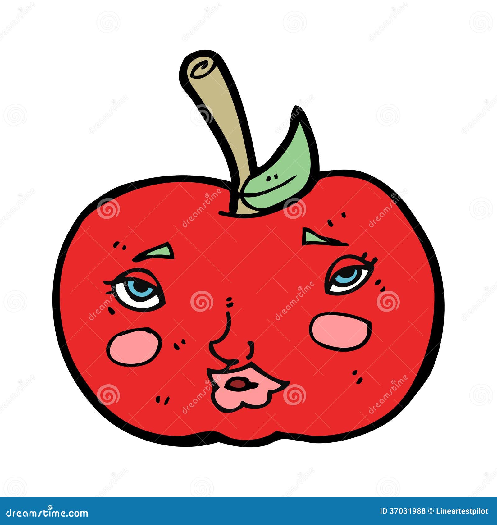 Cartoon apple with face stock vector. Illustration of funny - 37031988