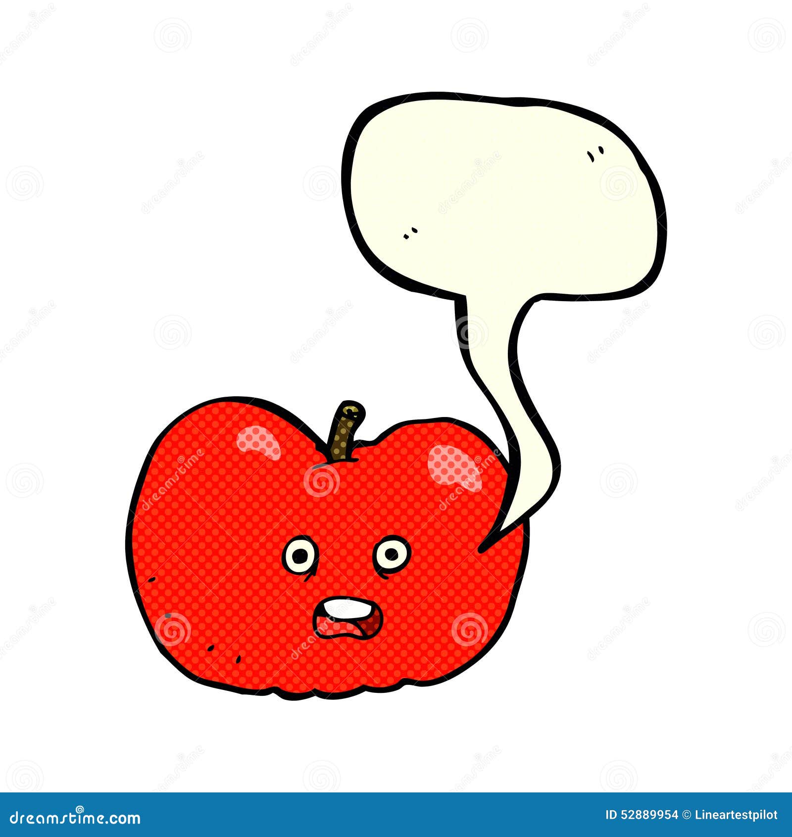 Cartoon Apple with Speech Bubble Stock Illustration - Illustration of ...