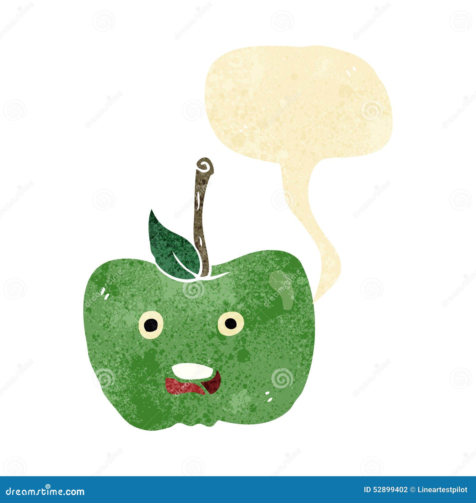 Cartoon Apple with Speech Bubble Stock Illustration - Illustration of ...