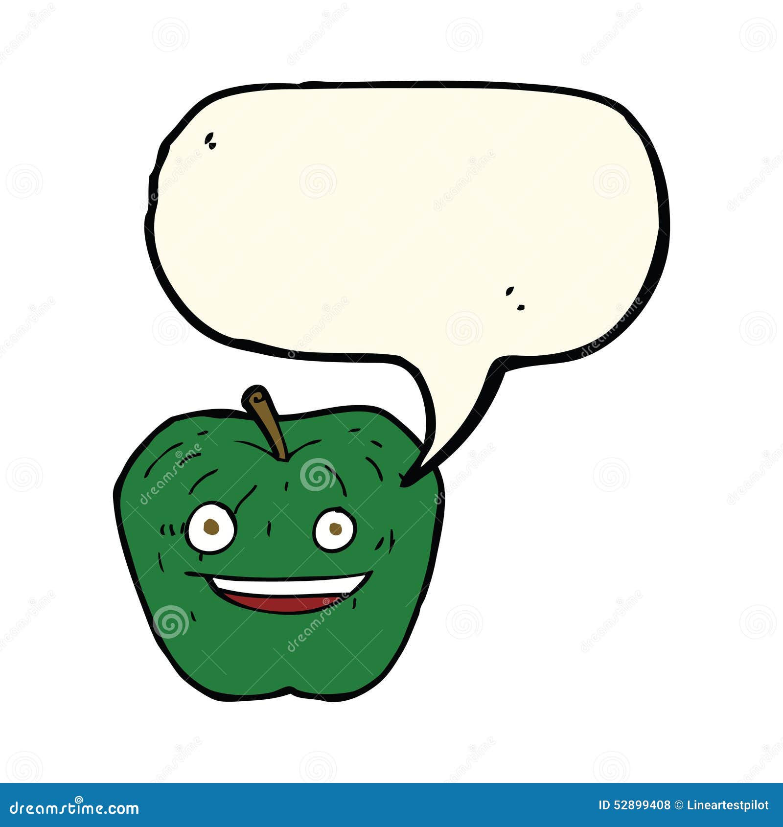 Cartoon Apple with Speech Bubble Stock Illustration - Illustration of ...
