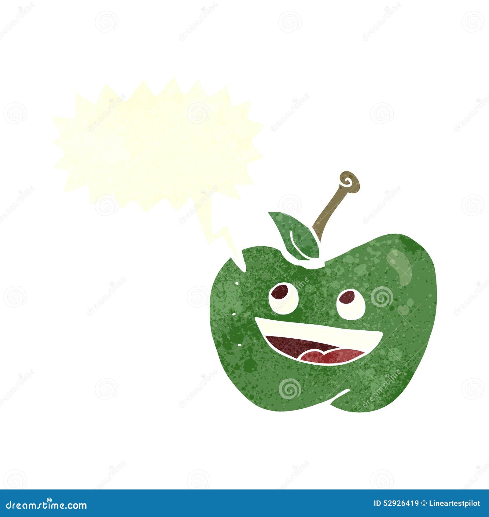 Cartoon Apple with Speech Bubble Stock Illustration - Illustration of ...