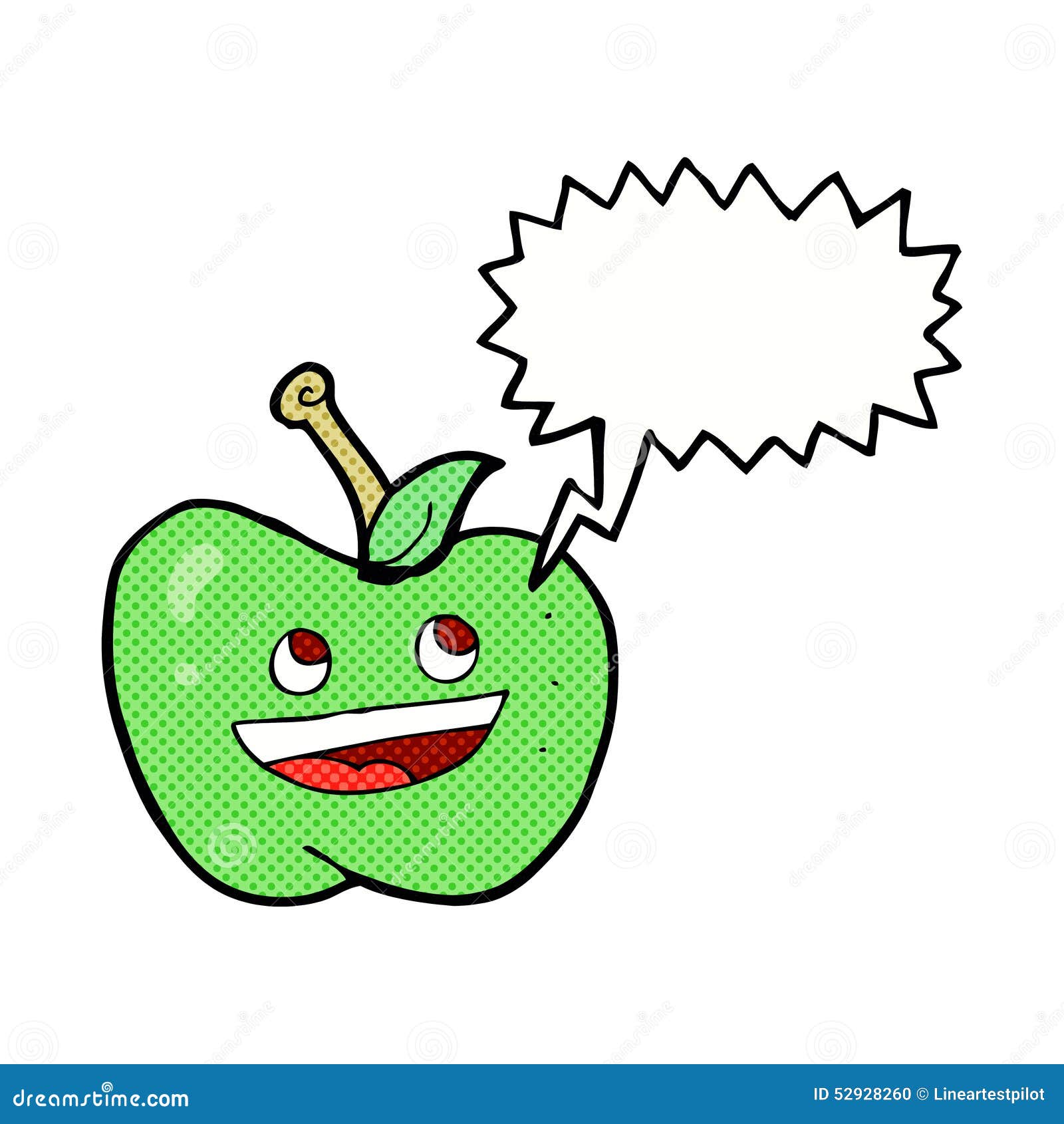 Cartoon Apple with Speech Bubble Stock Illustration - Illustration of ...