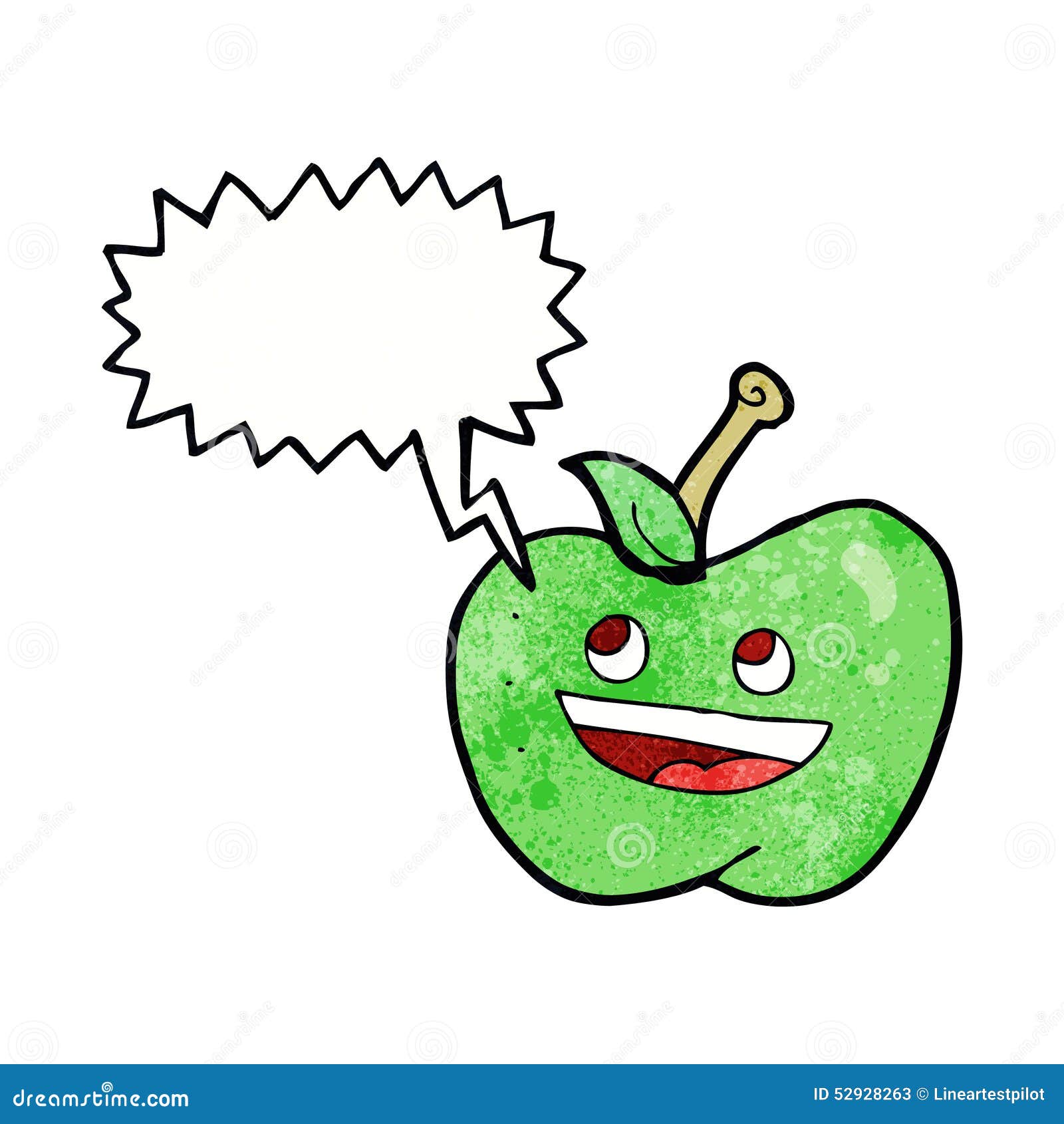 Cartoon Apple with Speech Bubble Stock Illustration - Illustration of ...