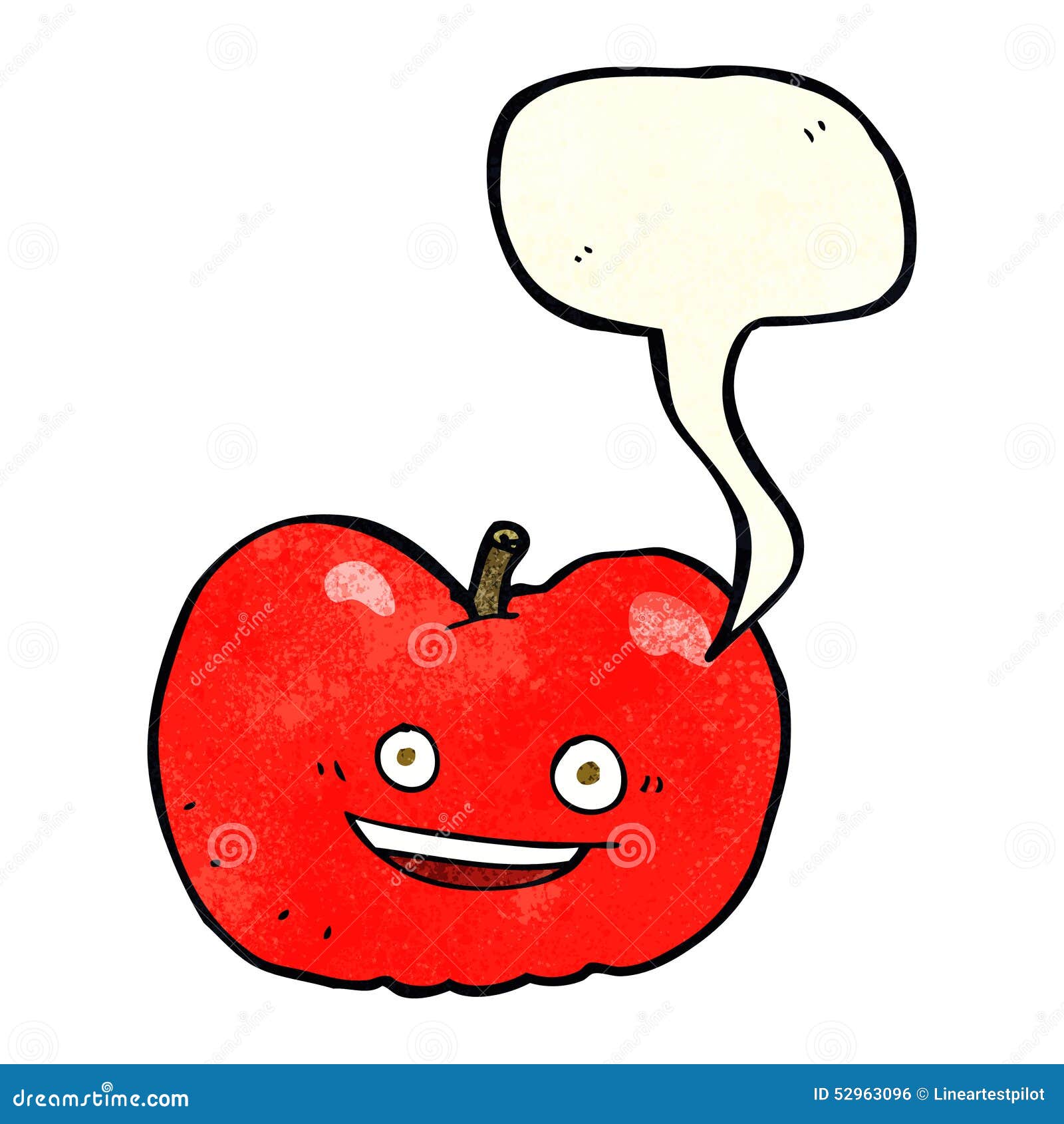 Cartoon Apple with Speech Bubble Stock Illustration - Illustration of ...