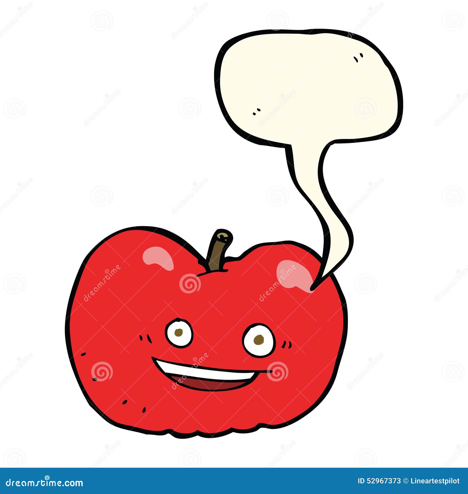 Cartoon Apple with Speech Bubble Stock Illustration - Illustration of ...
