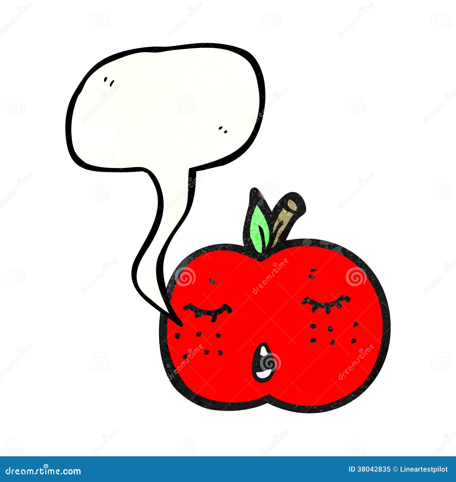 Cartoon Apple with Speech Bubble Stock Vector - Illustration of funny ...