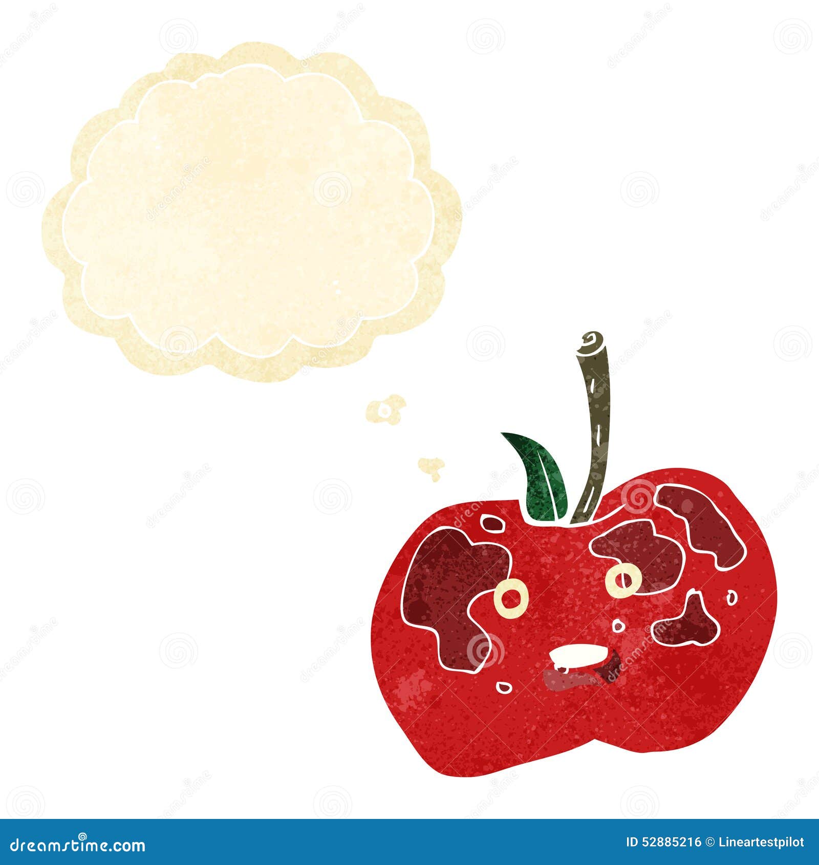 Cartoon Apple with Thought Bubble Stock Illustration - Illustration of ...
