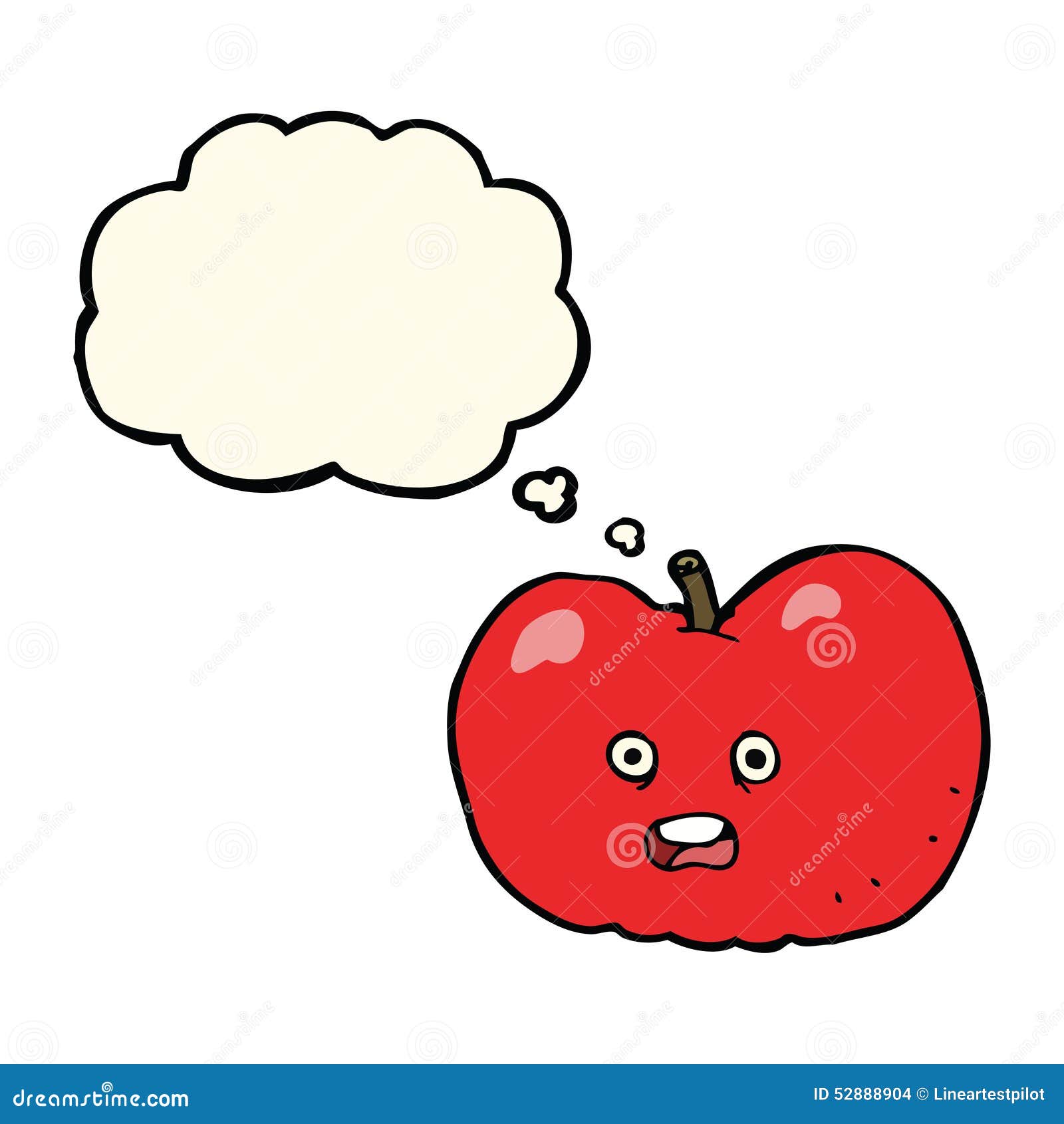 Cartoon Apple with Thought Bubble Stock Illustration - Illustration of ...
