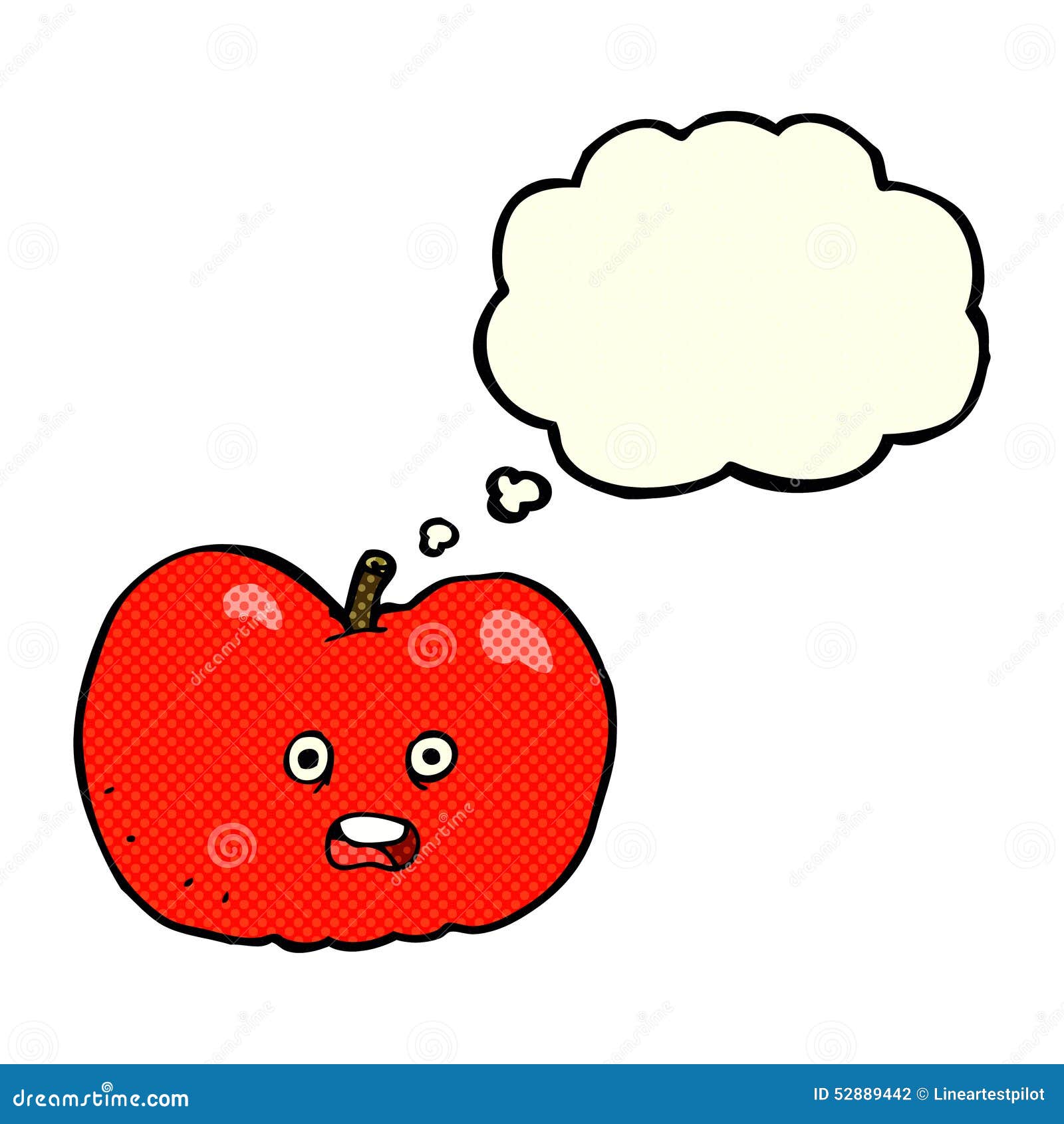Cartoon Apple with Thought Bubble Stock Illustration - Illustration of ...