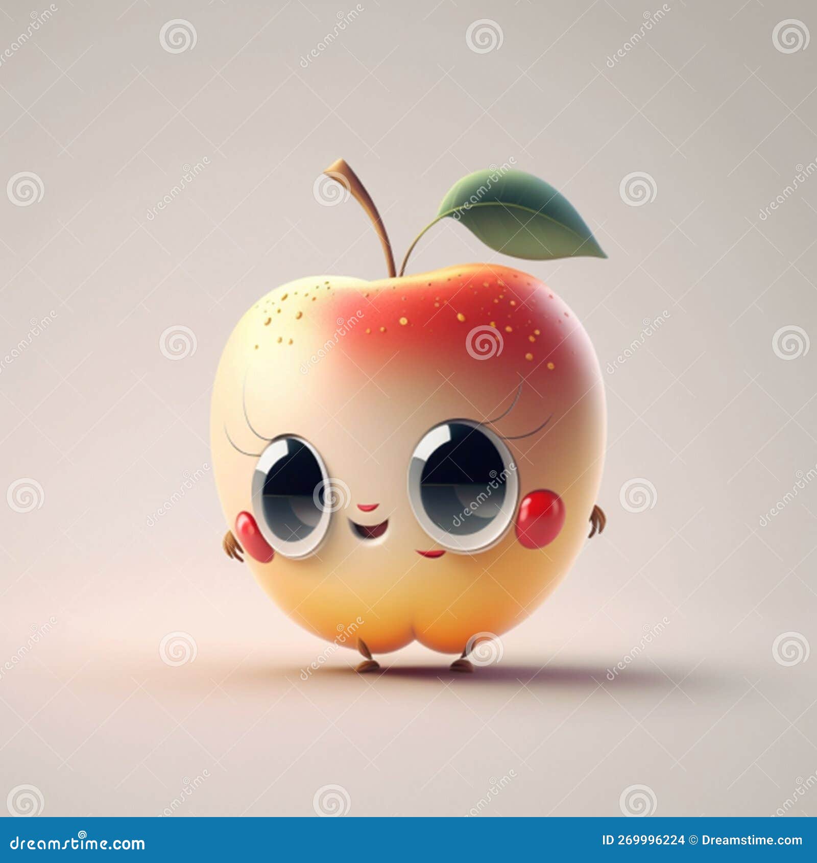 Cartoon Apple on White Background Stock Illustration - Illustration of ...