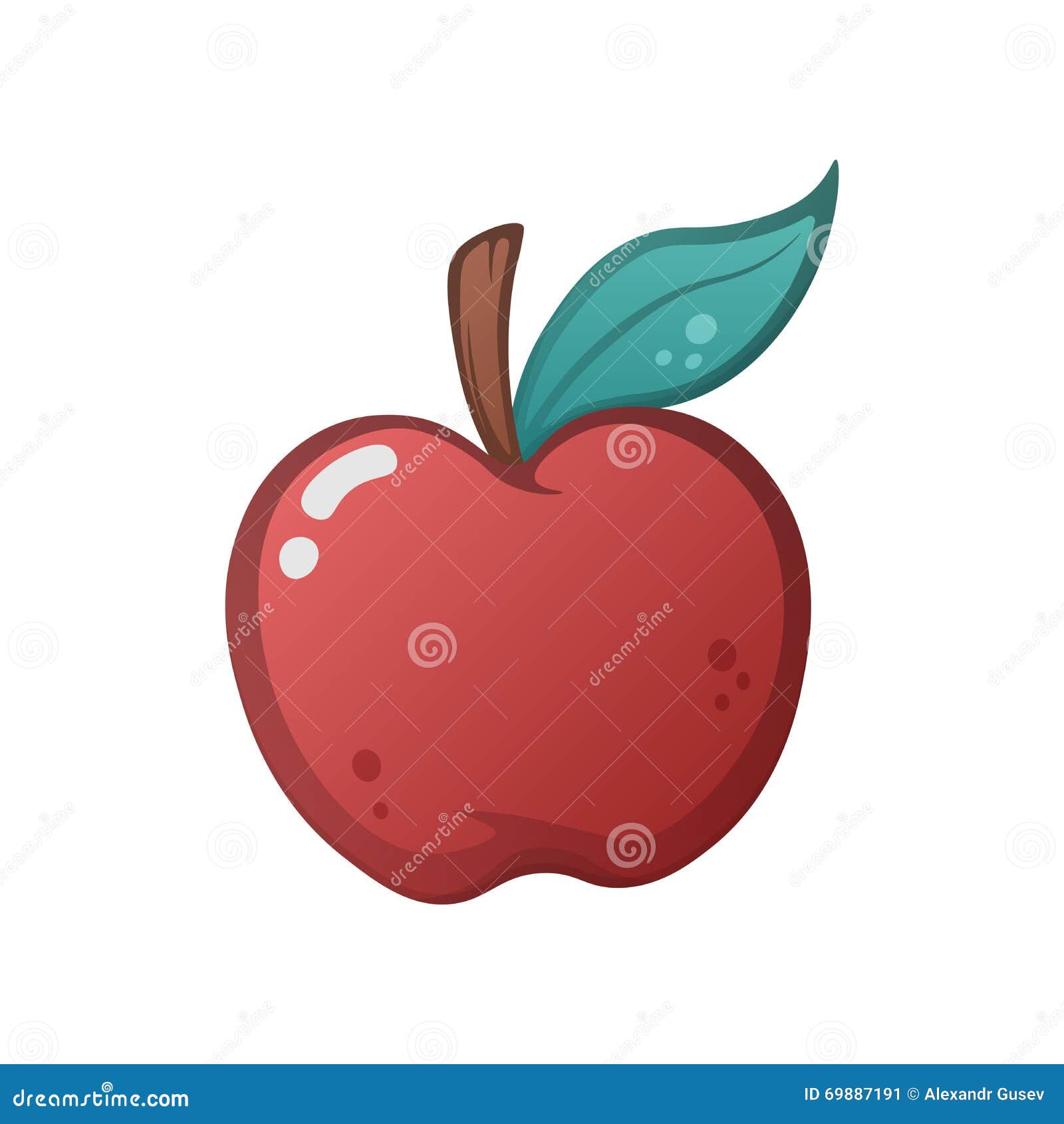 Cartoon Apple on the White Background. Stock Vector - Illustration of ...