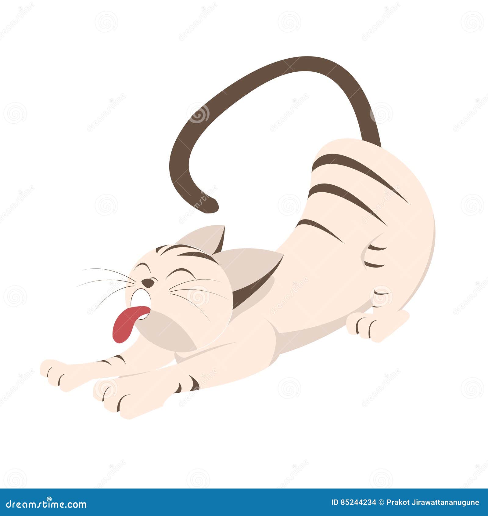 Cartoon Applique Set, Stretching Cat Stock Vector - Illustration of ...