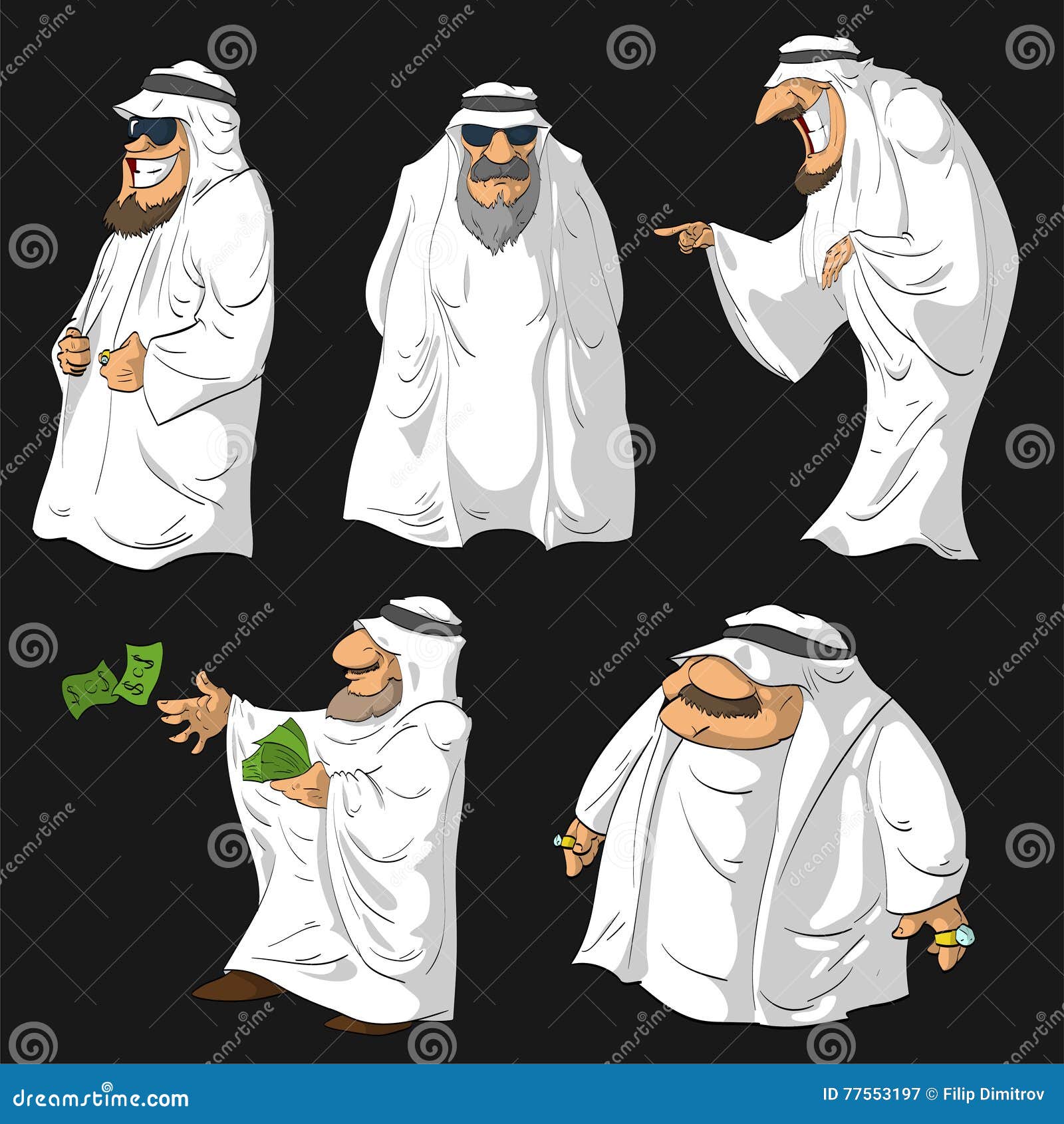 Cartoon Arab Sheikhs stock vector. Illustration of expression - 77553197