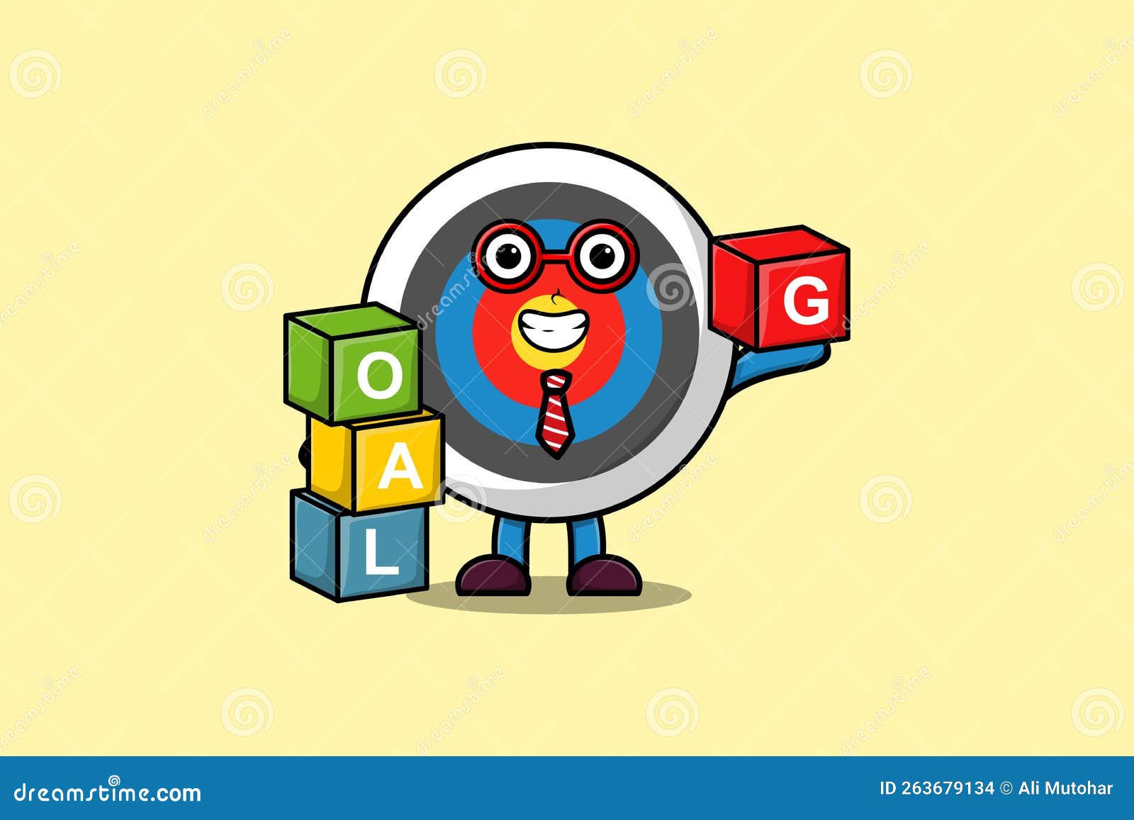 Cartoon Archery Target Businessman Stack Goal Box Stock Vector ...