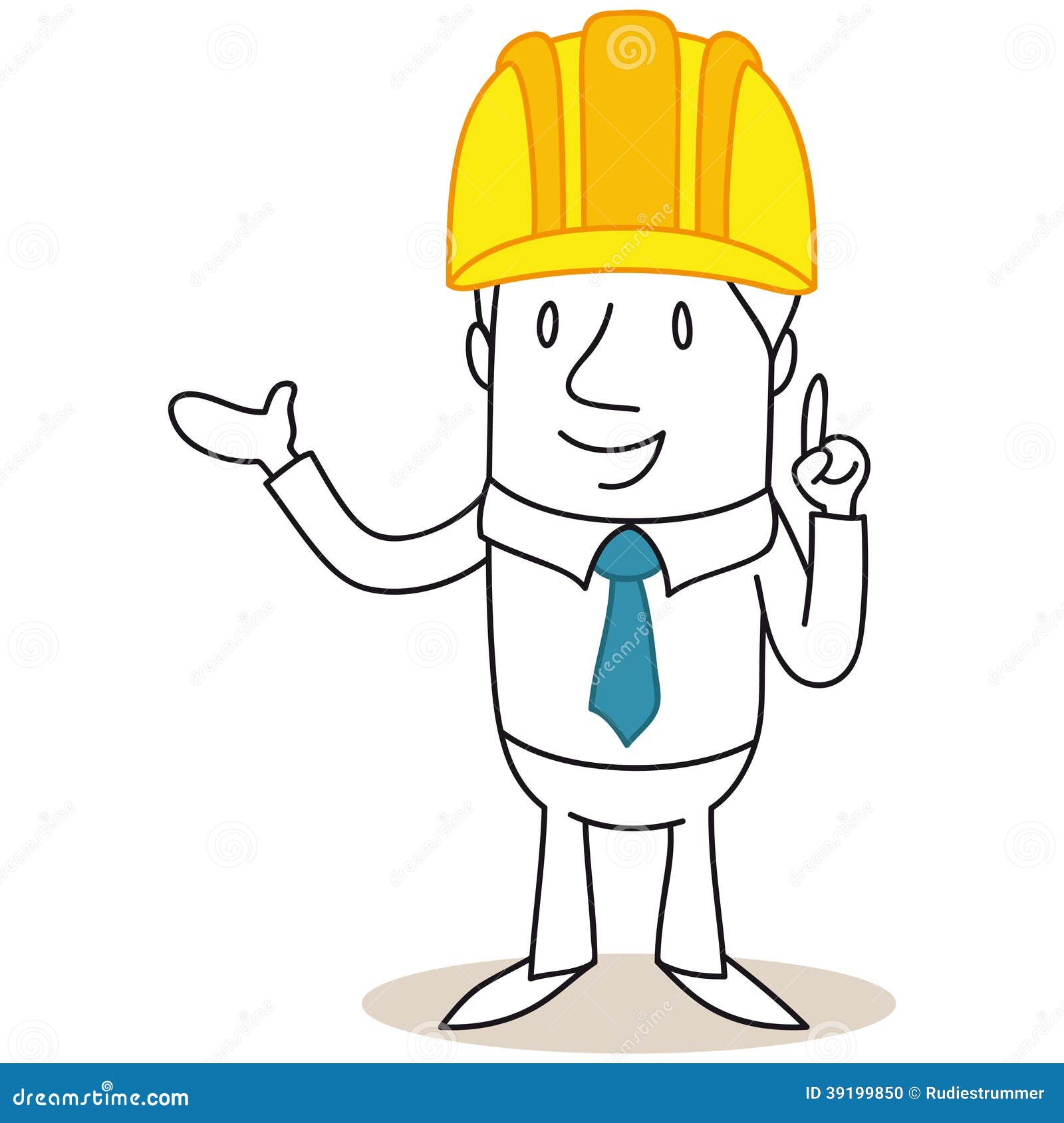 Cartoon Architect Construction Manager Pointing and Explaining Stock ...