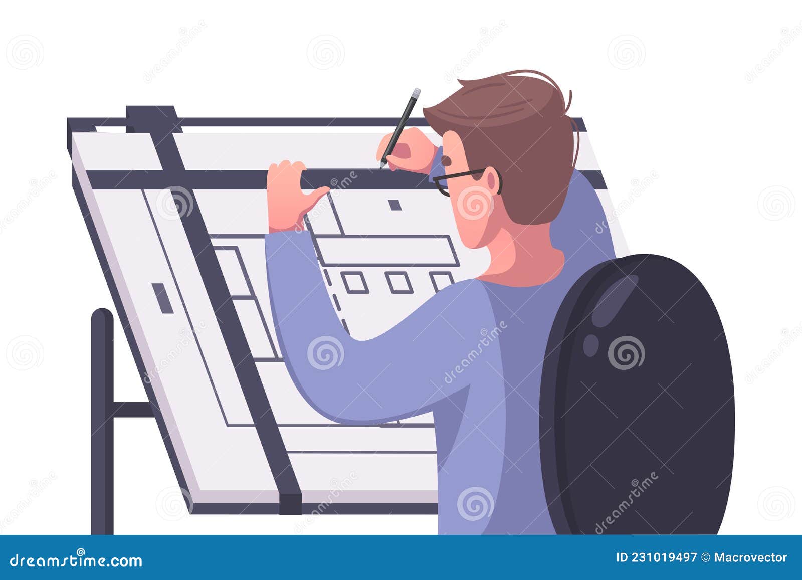 Cartoon Architect Illustration Stock Vector - Illustration of casual ...