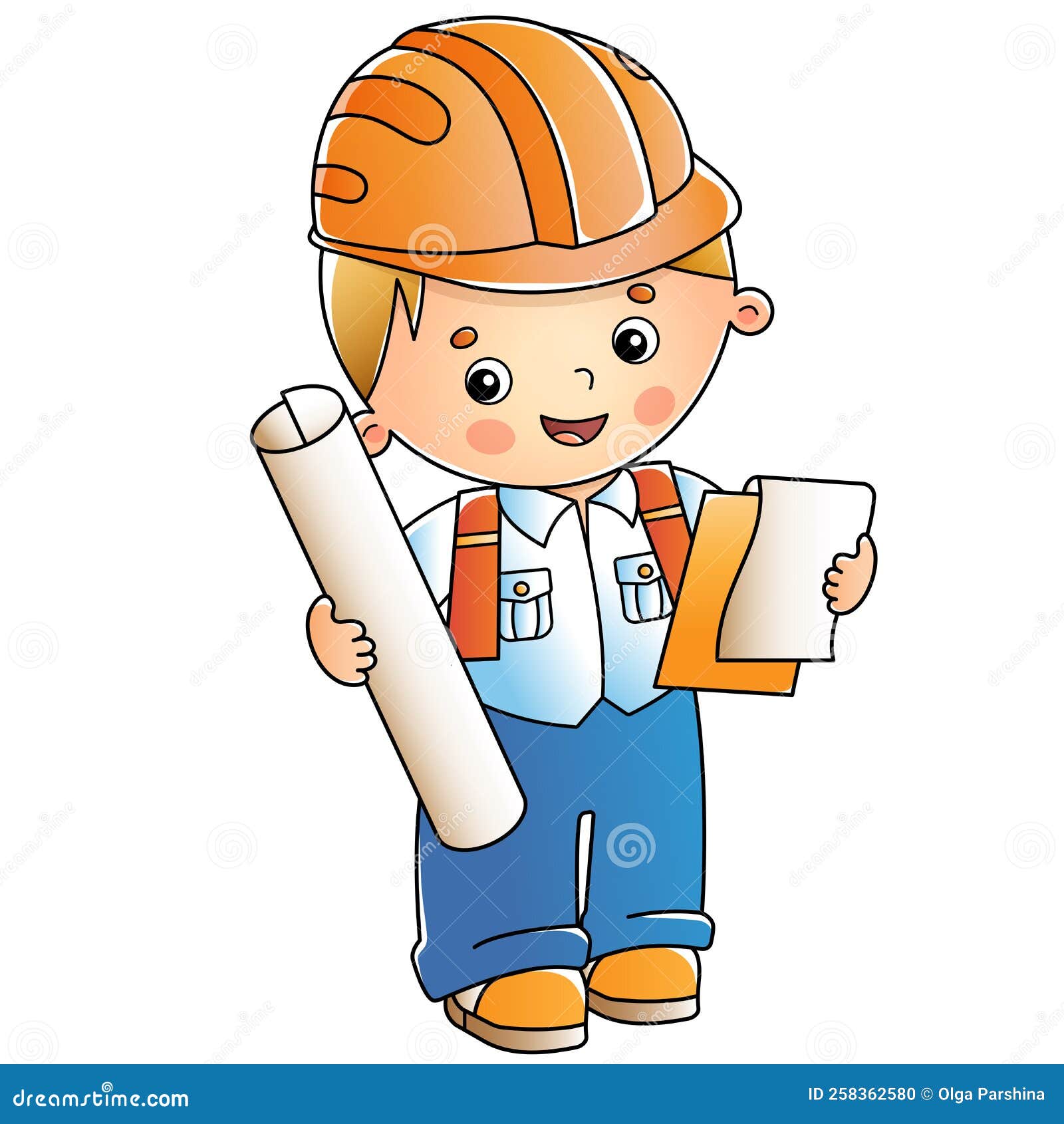 Cartoon Architect With Plan Of Building. Profession. Colorful Vector ... Cartoon Architect With Plan Of Building. Profession. Colorful Vector ...