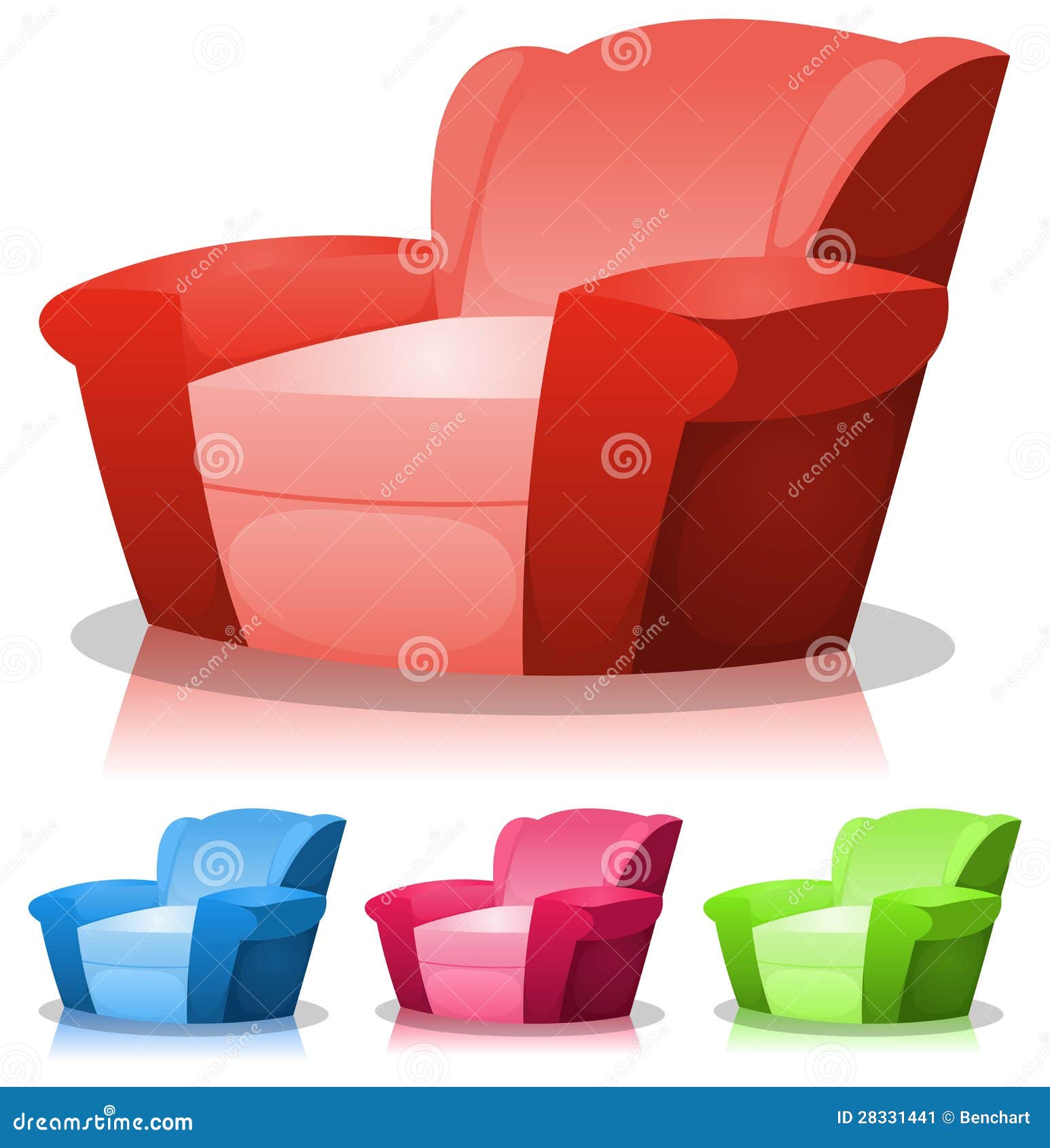 Cartoon Armchair Set stock vector. Illustration of seat - 28331441