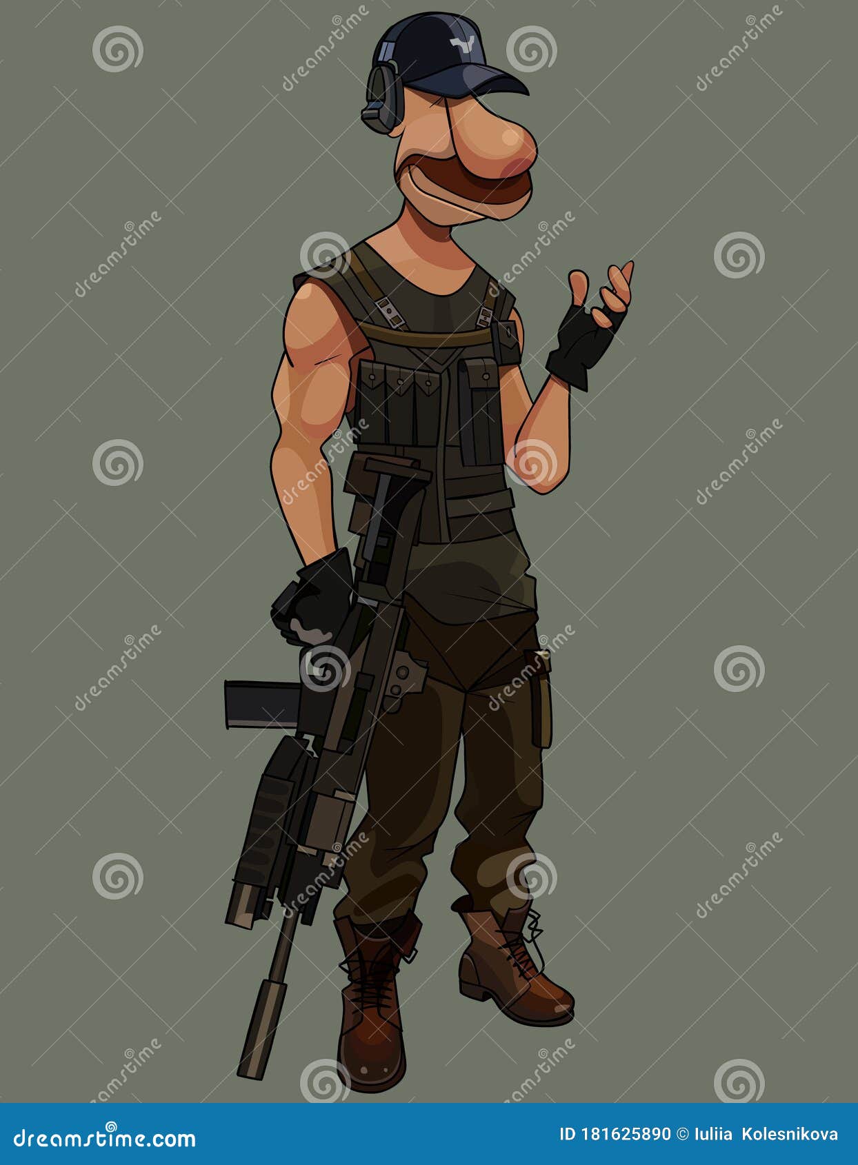 Cartoon Armed Man with a Gun in His Hand Stock Vector - Illustration of ...