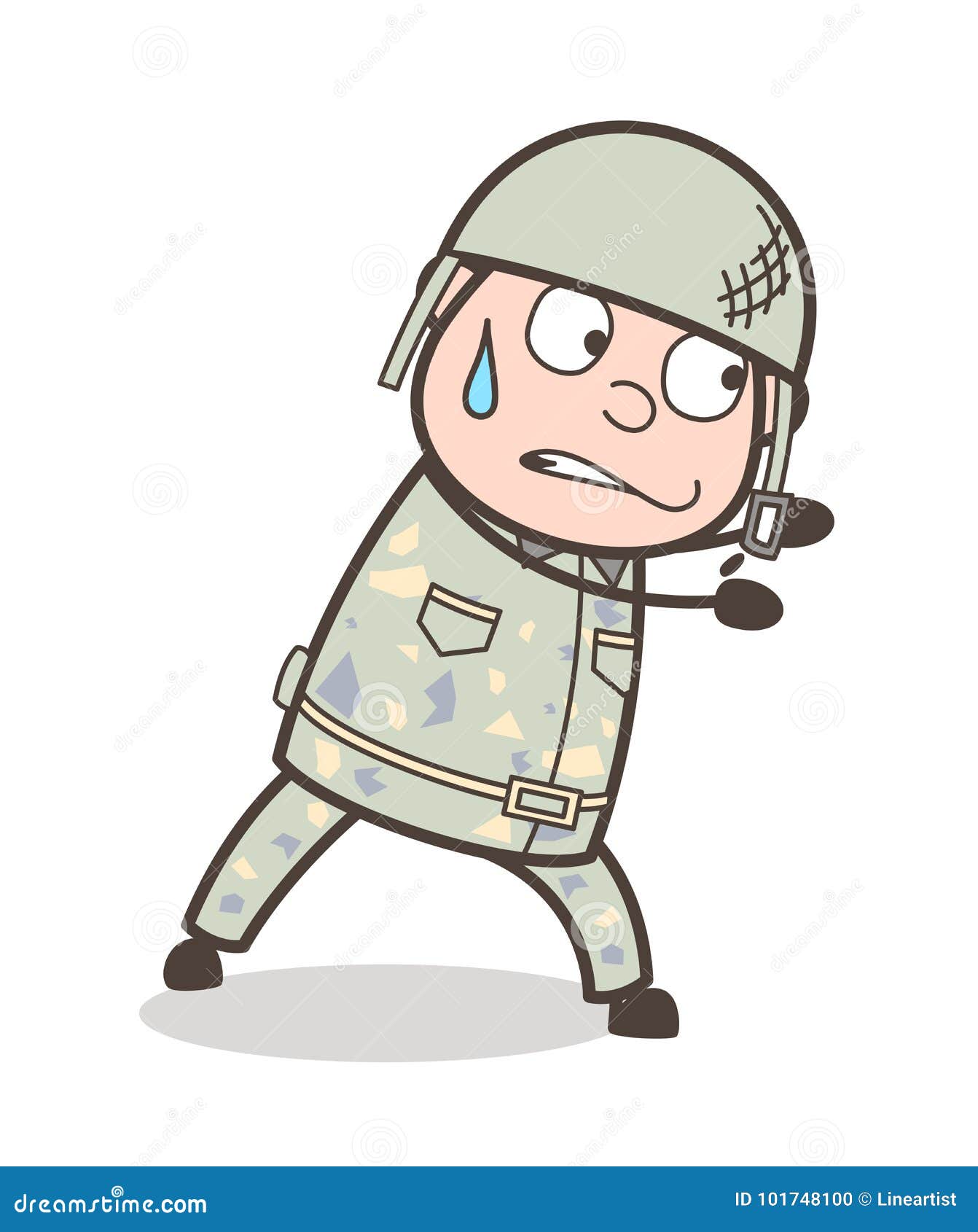 Cartoon Army Man Pushing Pose Vector Illustration Stock Illustration ...
