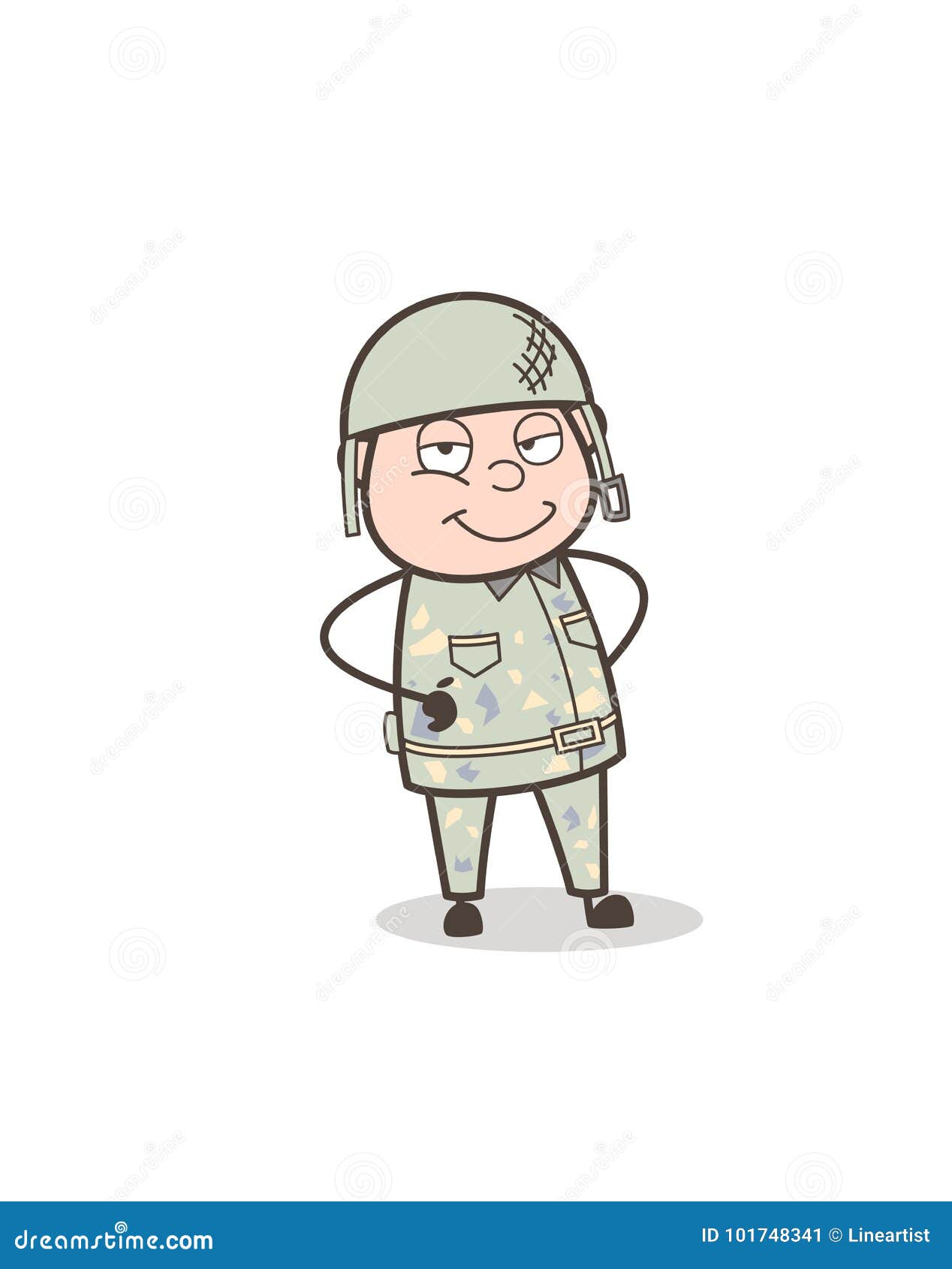 Cartoon Army Man Smiling Face Expression Vector Illustration Stock ...