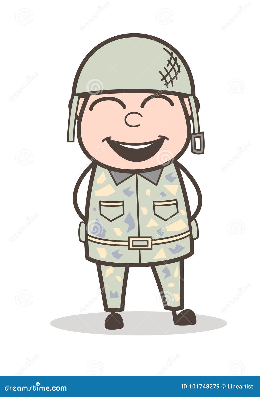 Cartoon Army Man Smiling Face with Open Mouth Vector Expression Stock ...