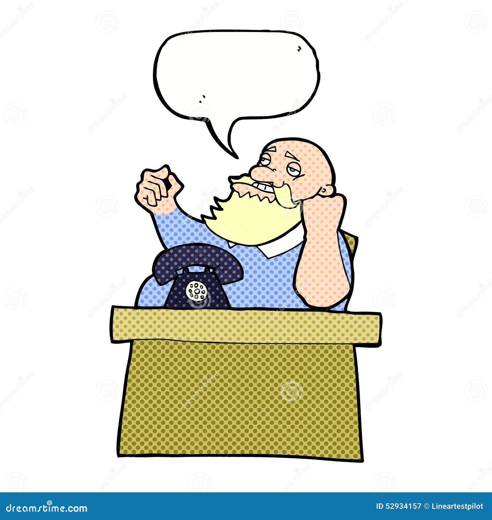 Cartoon Arrogant Boss Man with Speech Bubble Stock Illustration ...
