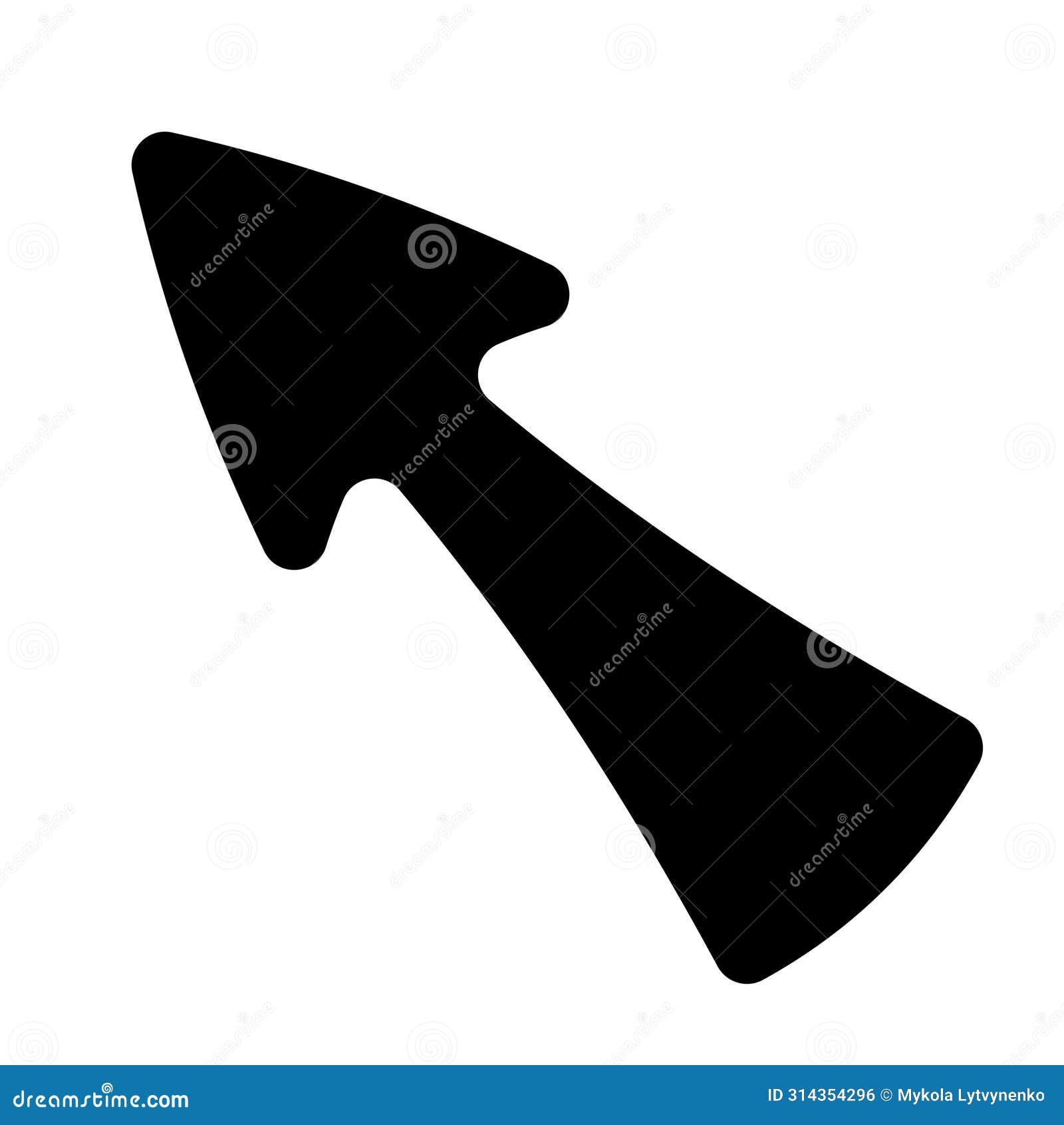 Cartoon Arrow Cursor Icon, Diagonal Arrow Pointer with Rounded Corners ...