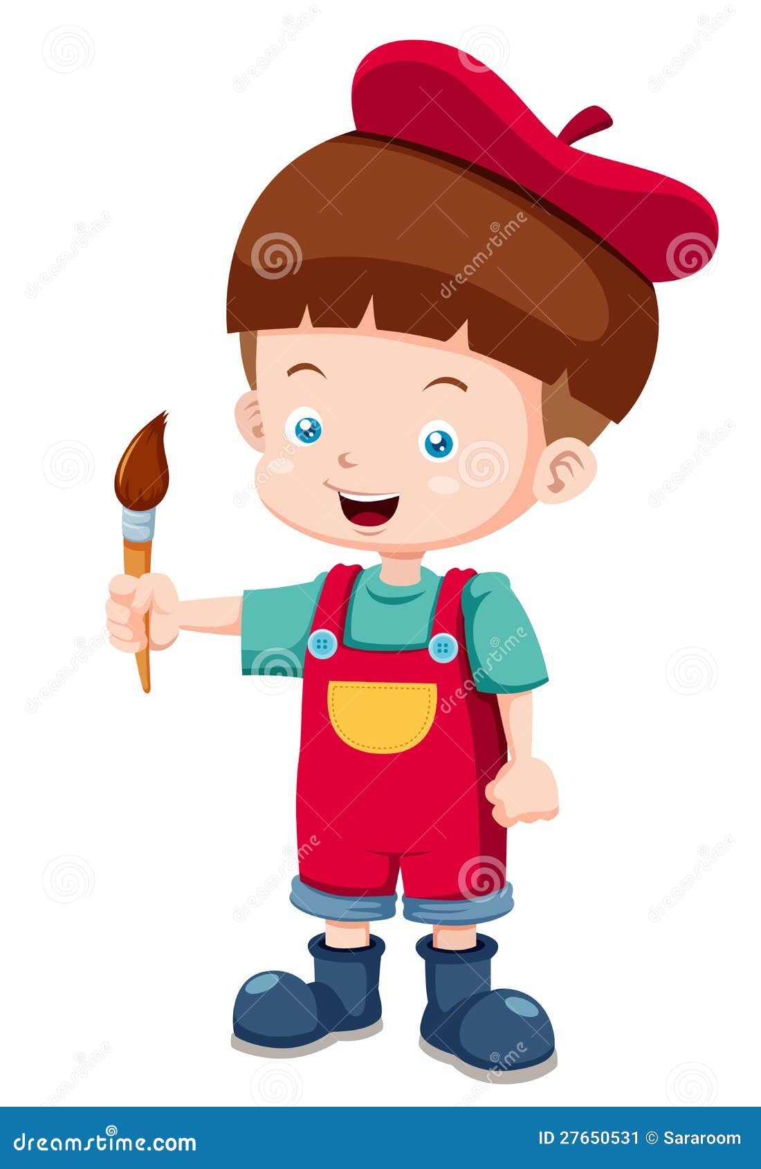 Cartoon artist boy stock vector. Illustration of hair - 27650531