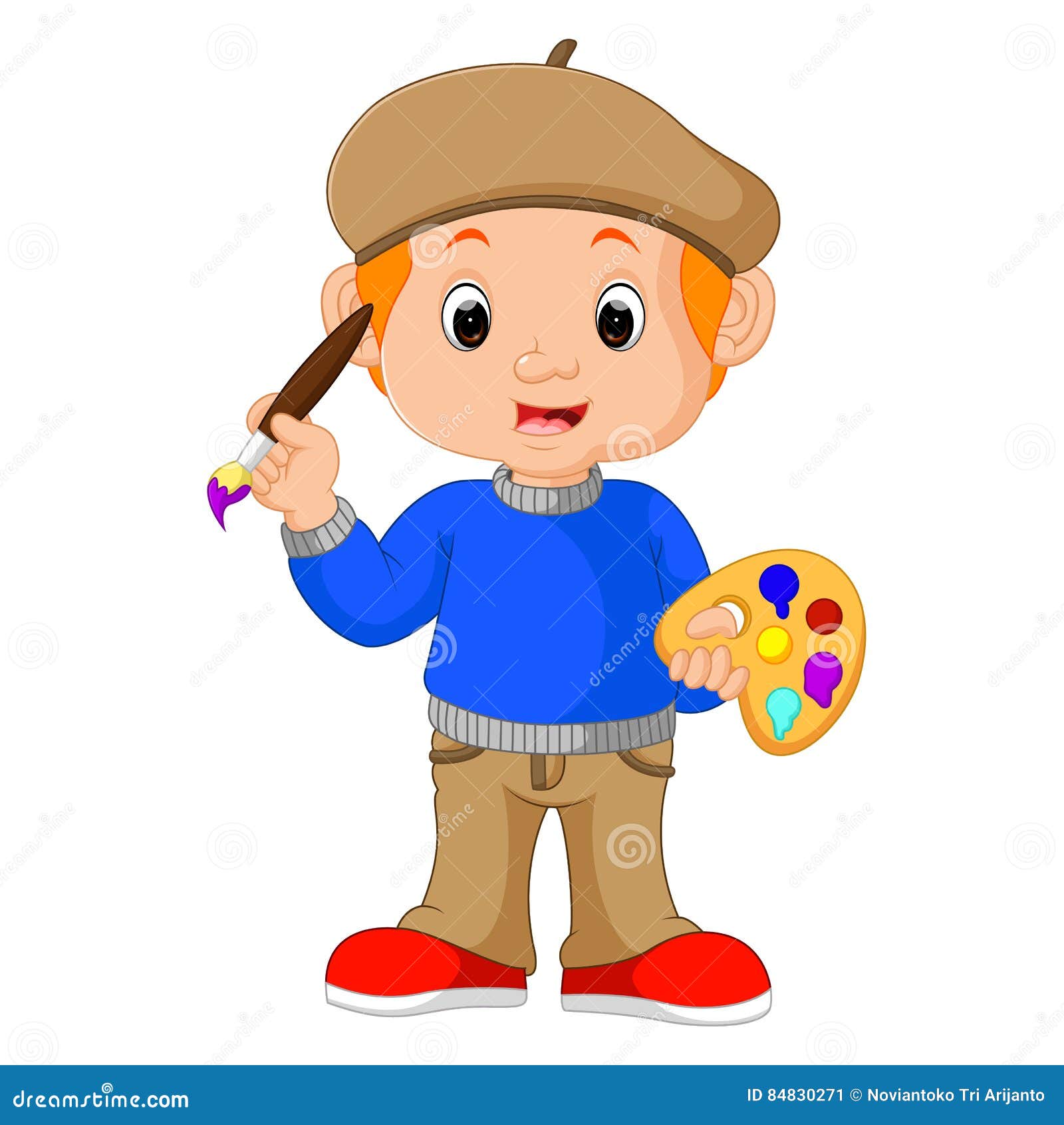 Cartoon Artist With Palette And Brush Vector Illustration ...