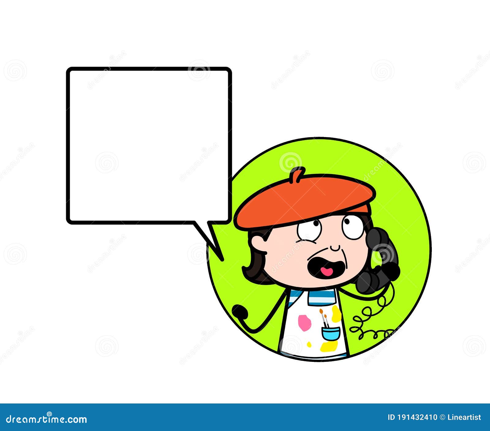 Cartoon Artist Calling on Cell Phone Stock Illustration - Illustration ...