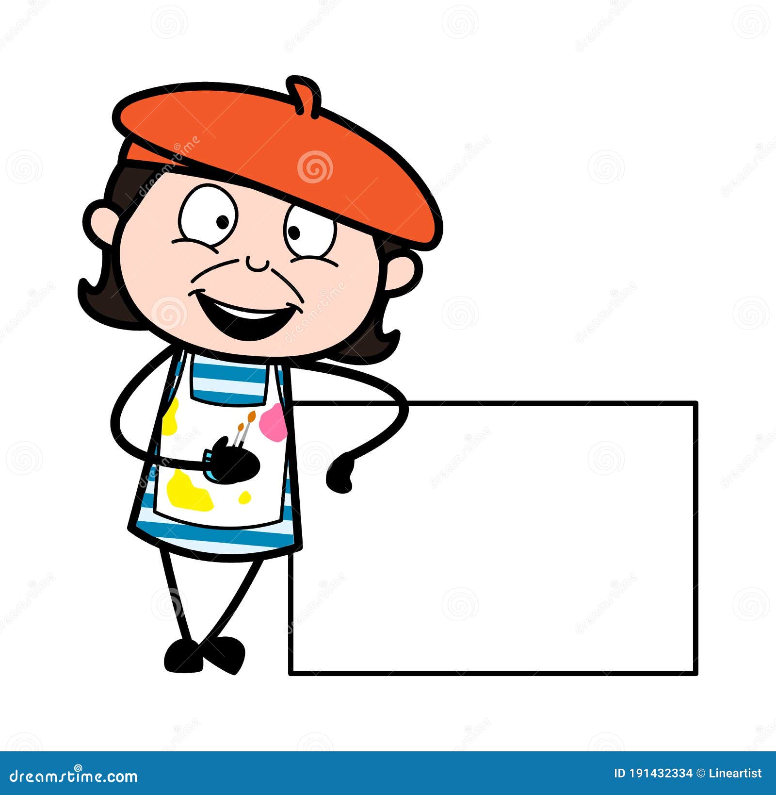 Cartoon Artist with Empty Banner Stock Illustration - Illustration of ...