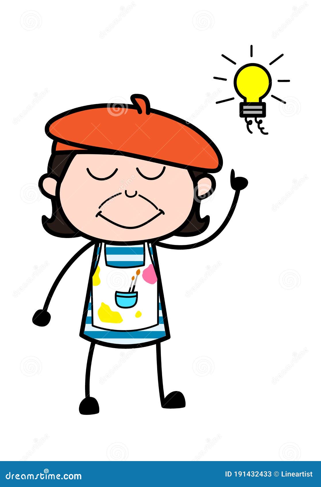 Cartoon Artist Got an idea stock illustration. Illustration of ...