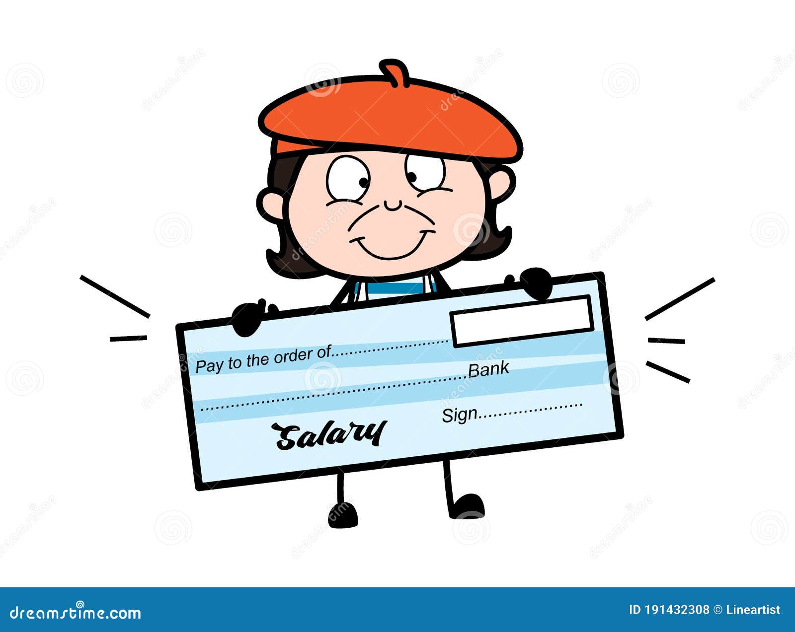 Cartoon Artist Holding Paycheck Stock Illustration - Illustration of ...