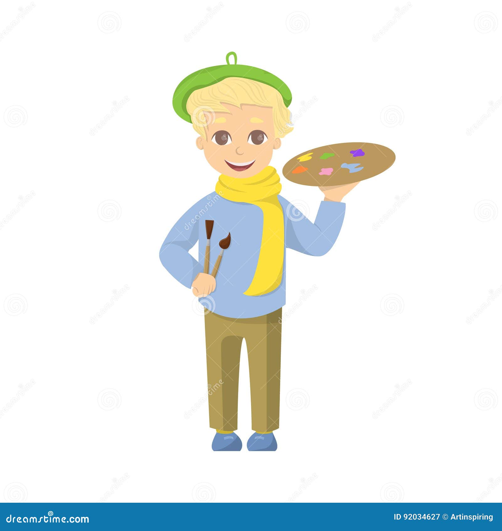 Cartoon artist. stock vector. Illustration of color, artist - 92034627