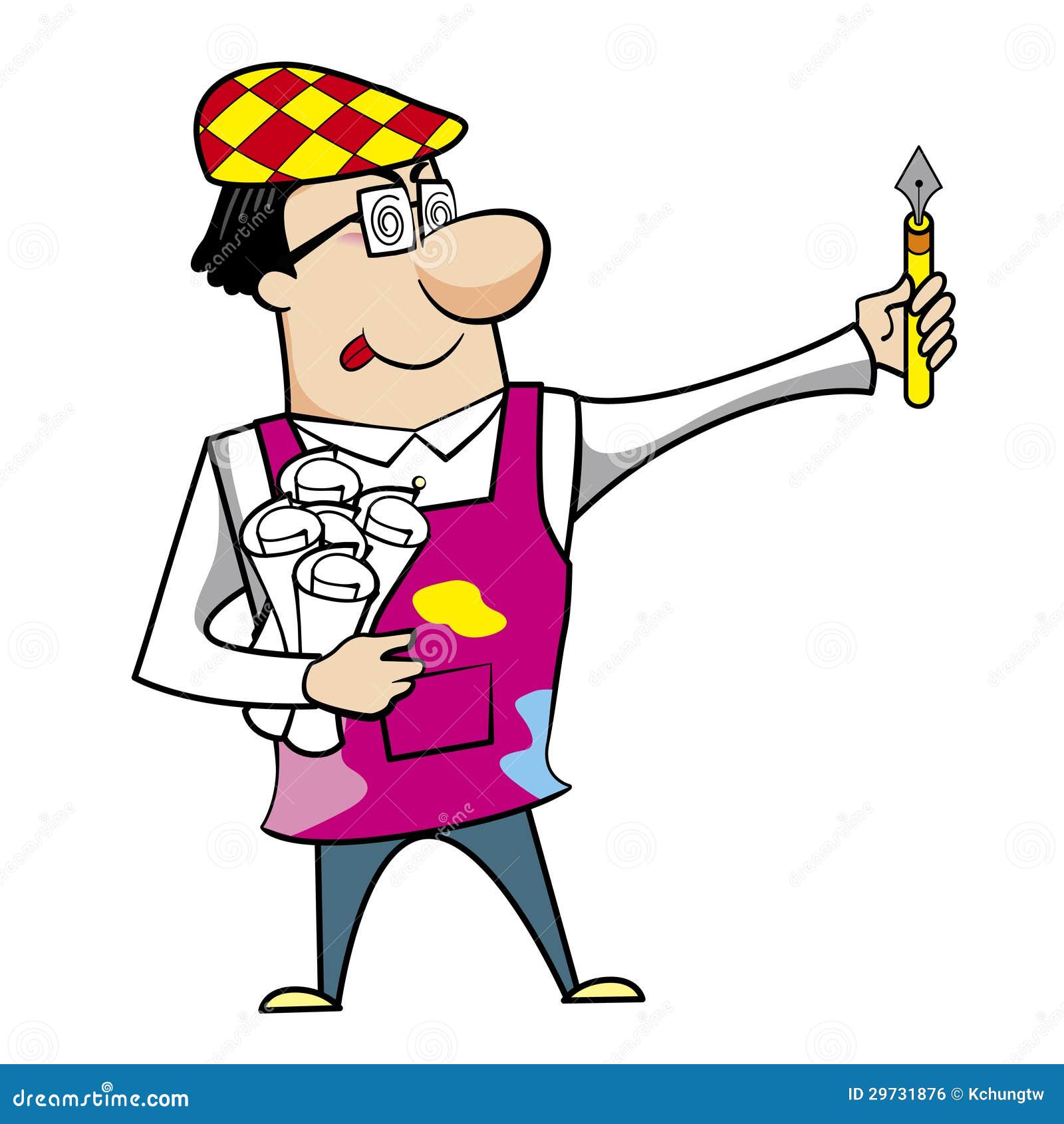 Cartoon Artist with Pen and Paper Stock Vector - Illustration of paper ...