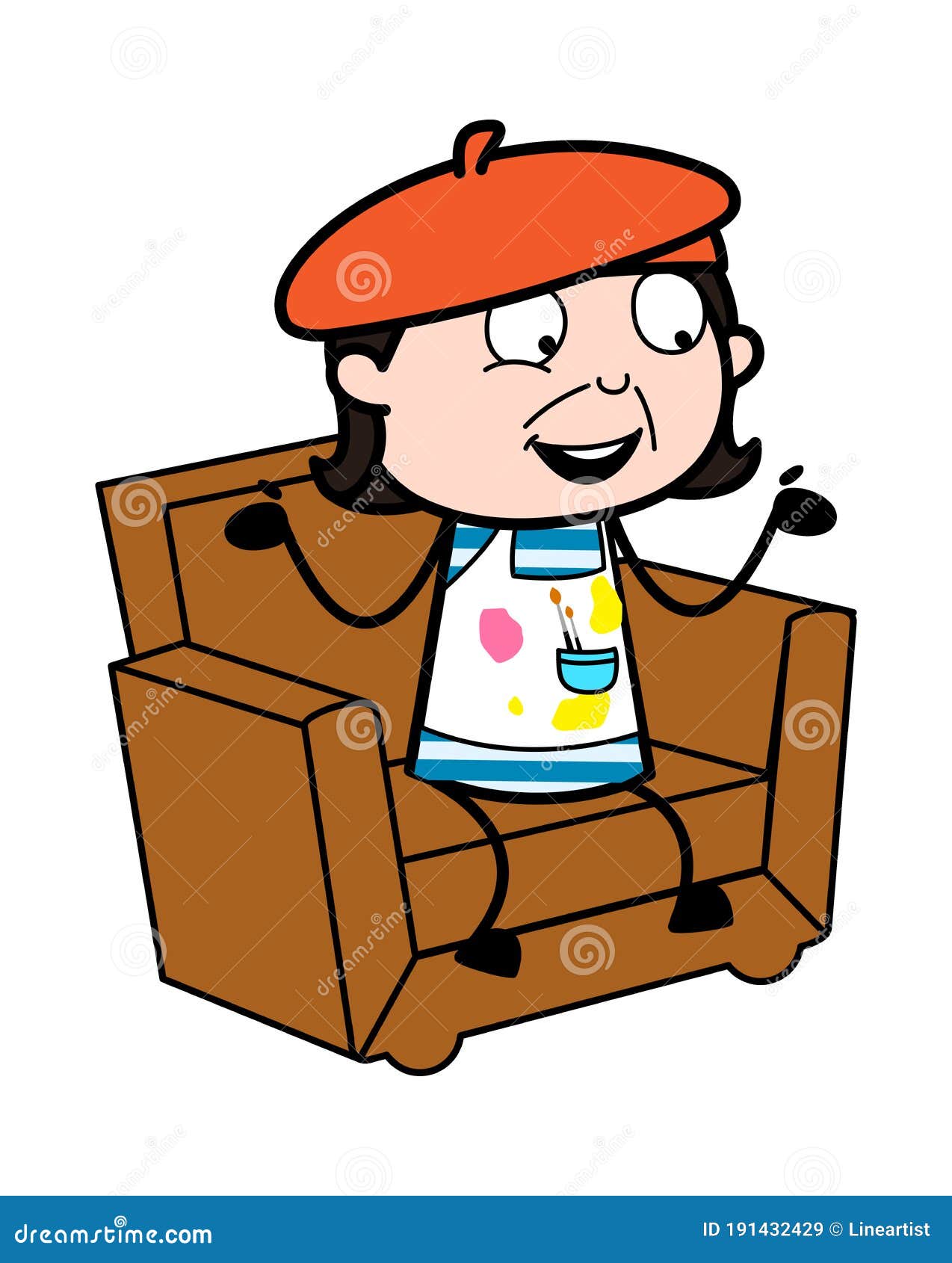 Cartoon Artist Talking on Sofa Stock Illustration - Illustration of ...