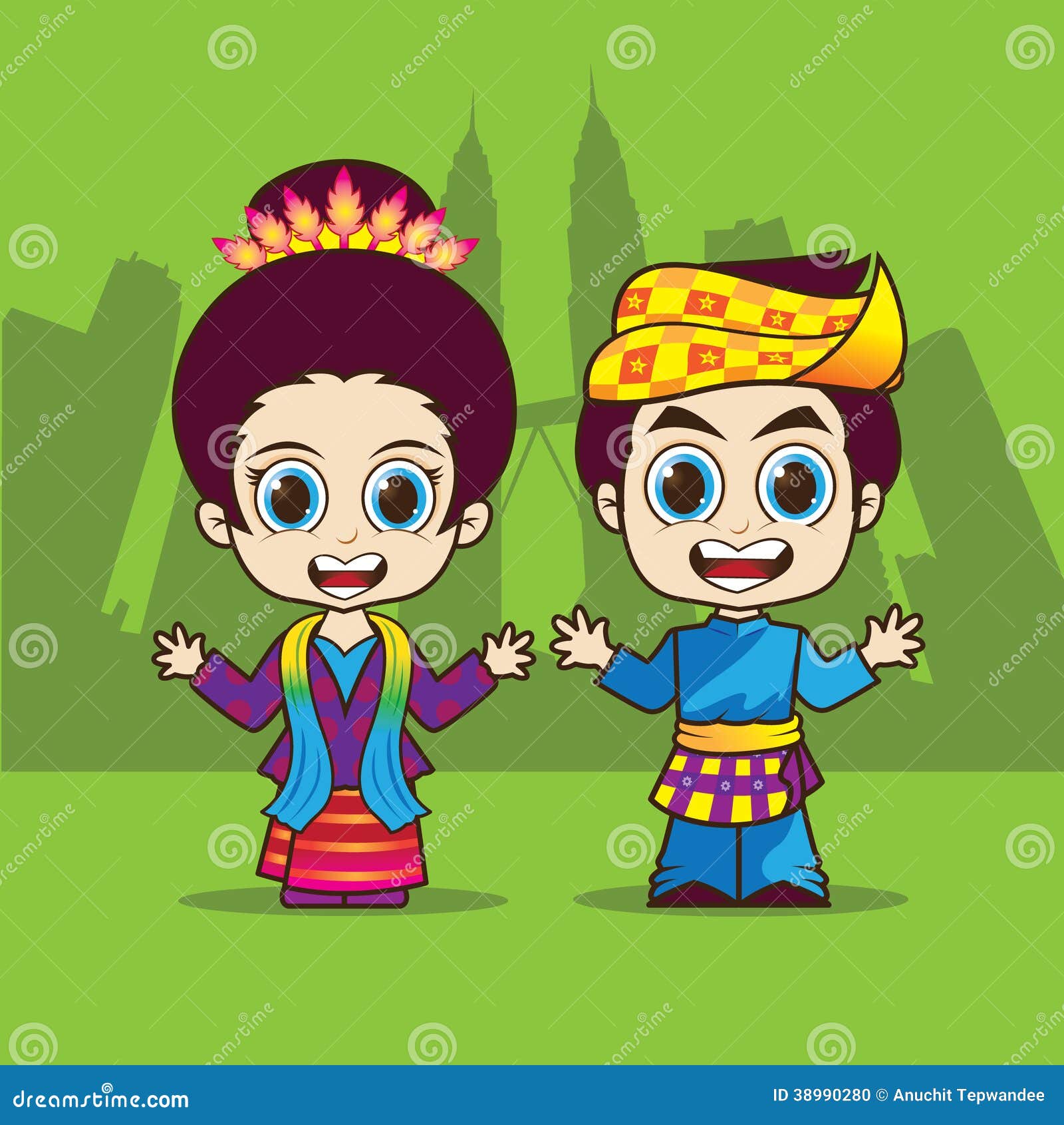 Cartoon Asean Malaysia stock vector. Illustration of asean - 38990280