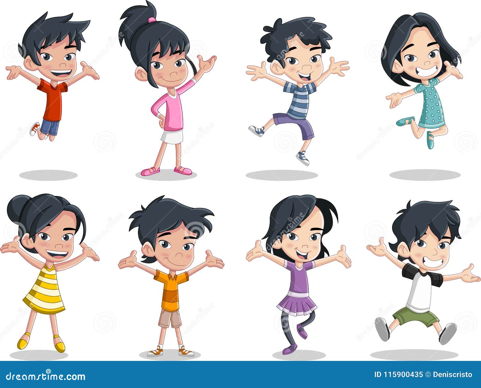 Cartoon asian kids stock vector. Illustration of kids - 115900435