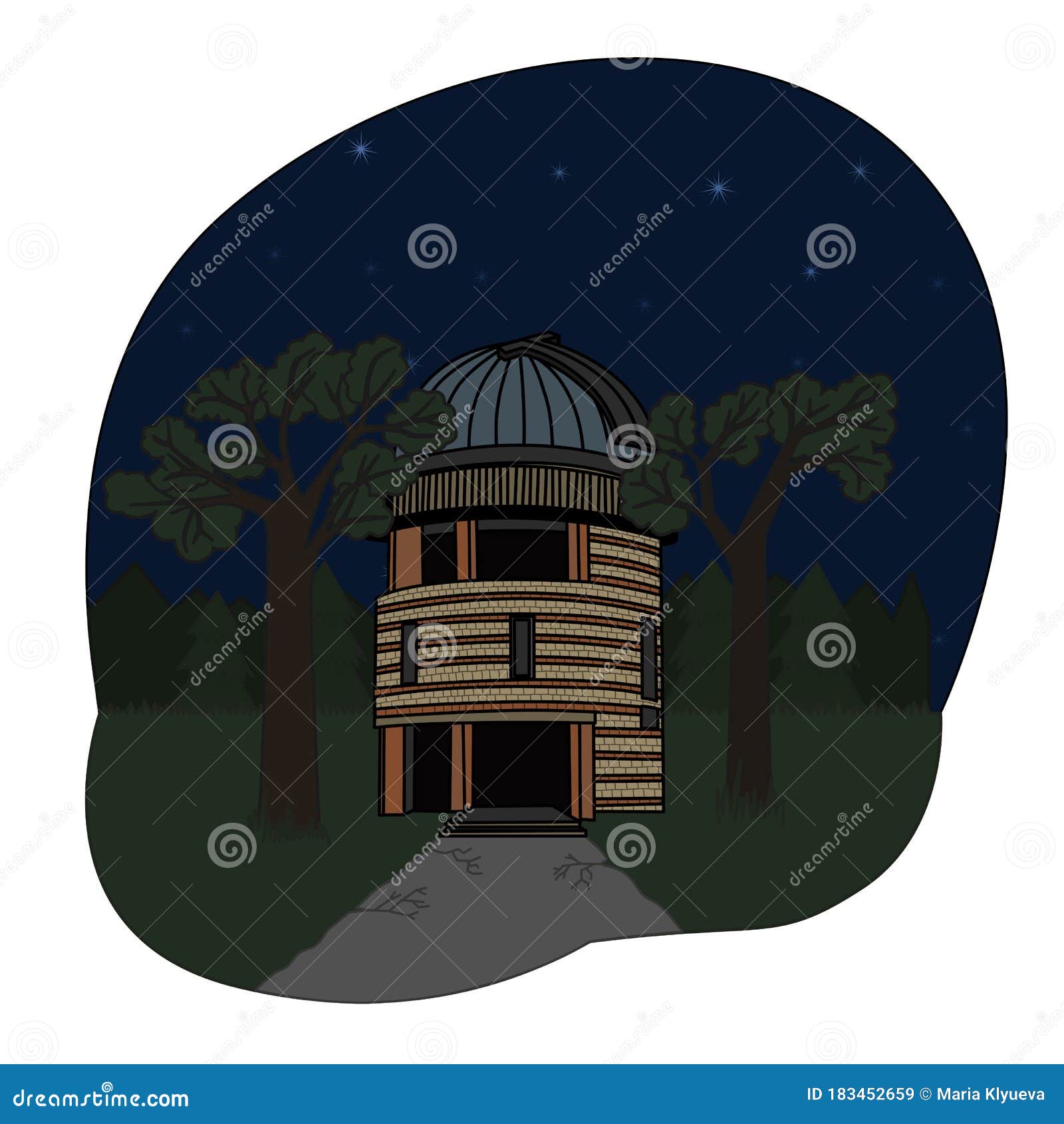 Cartoon Astrograph and Telescope Tower at the Observatory. Vector Stock ...