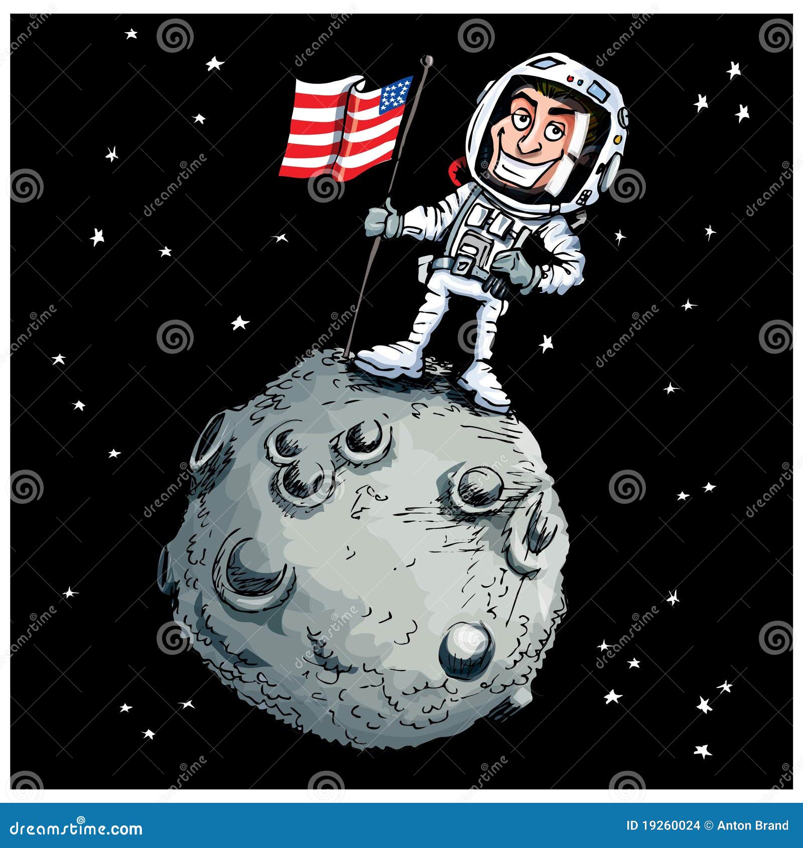 Cartoon Astronaout on the Moon Stock Vector - Illustration of planet ...