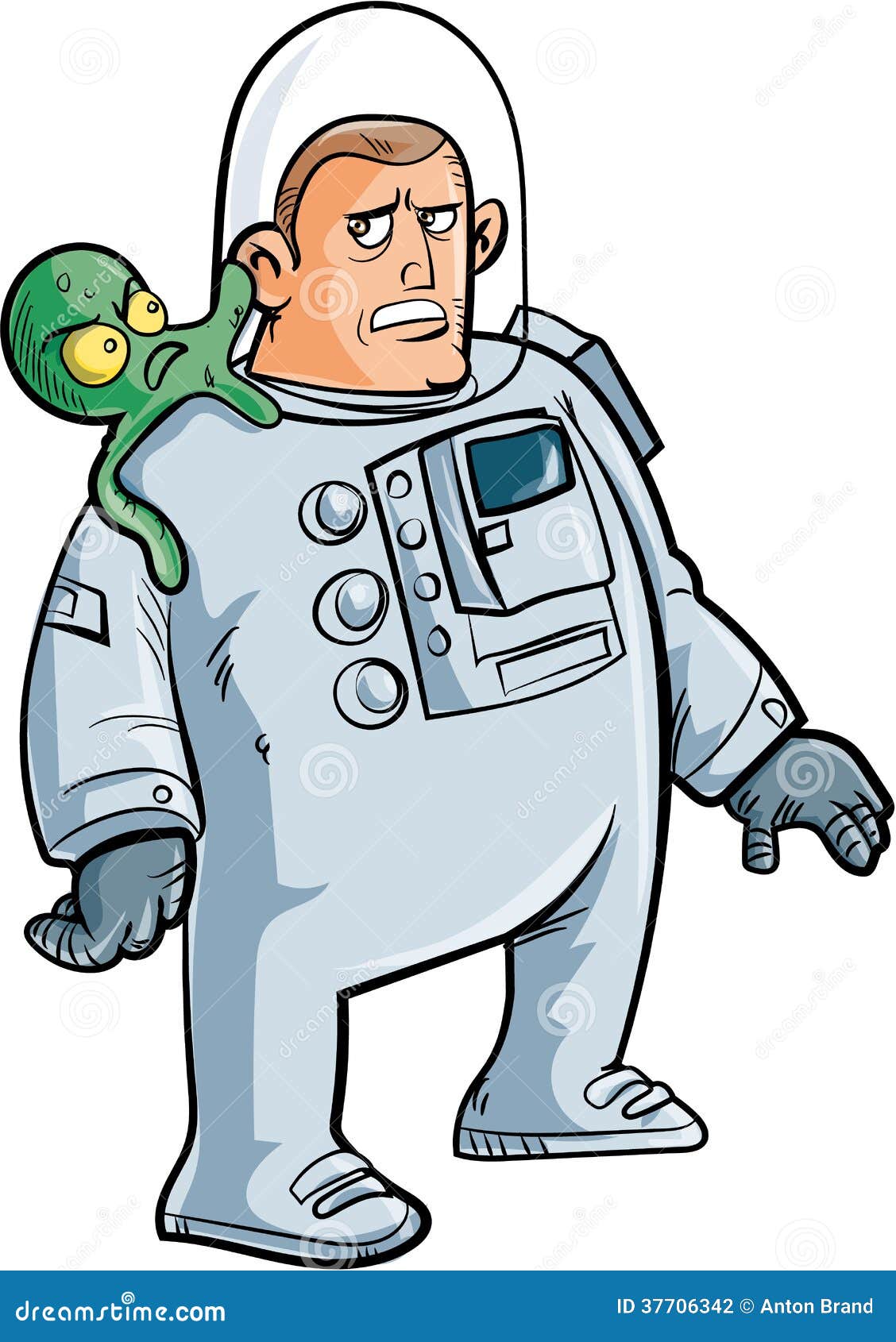 Astronaut And Alien Chilling Illustration Cartoon Vector ...