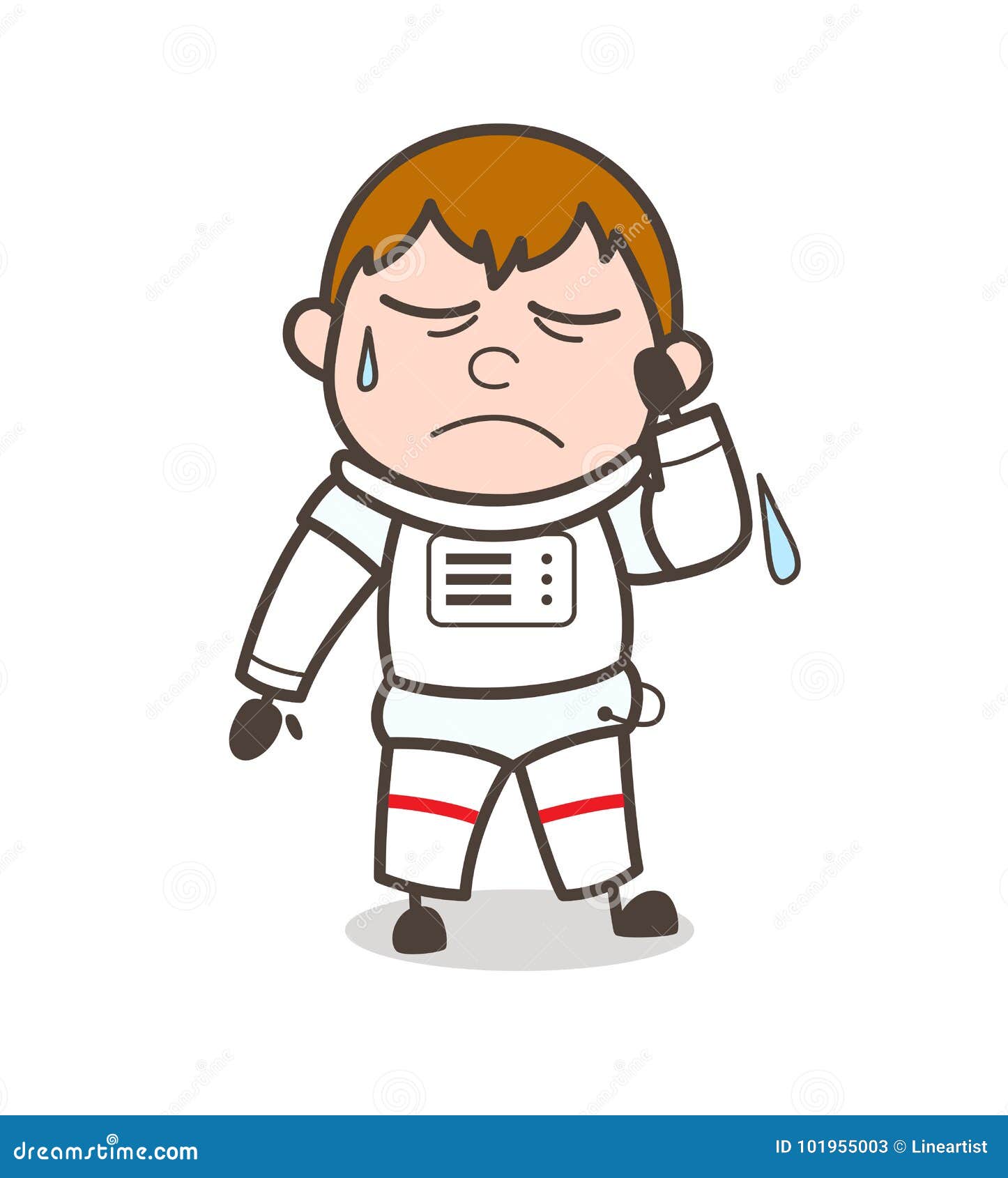 Cartoon Astronaut Crying Face Expression Vector Illustration Stock ...