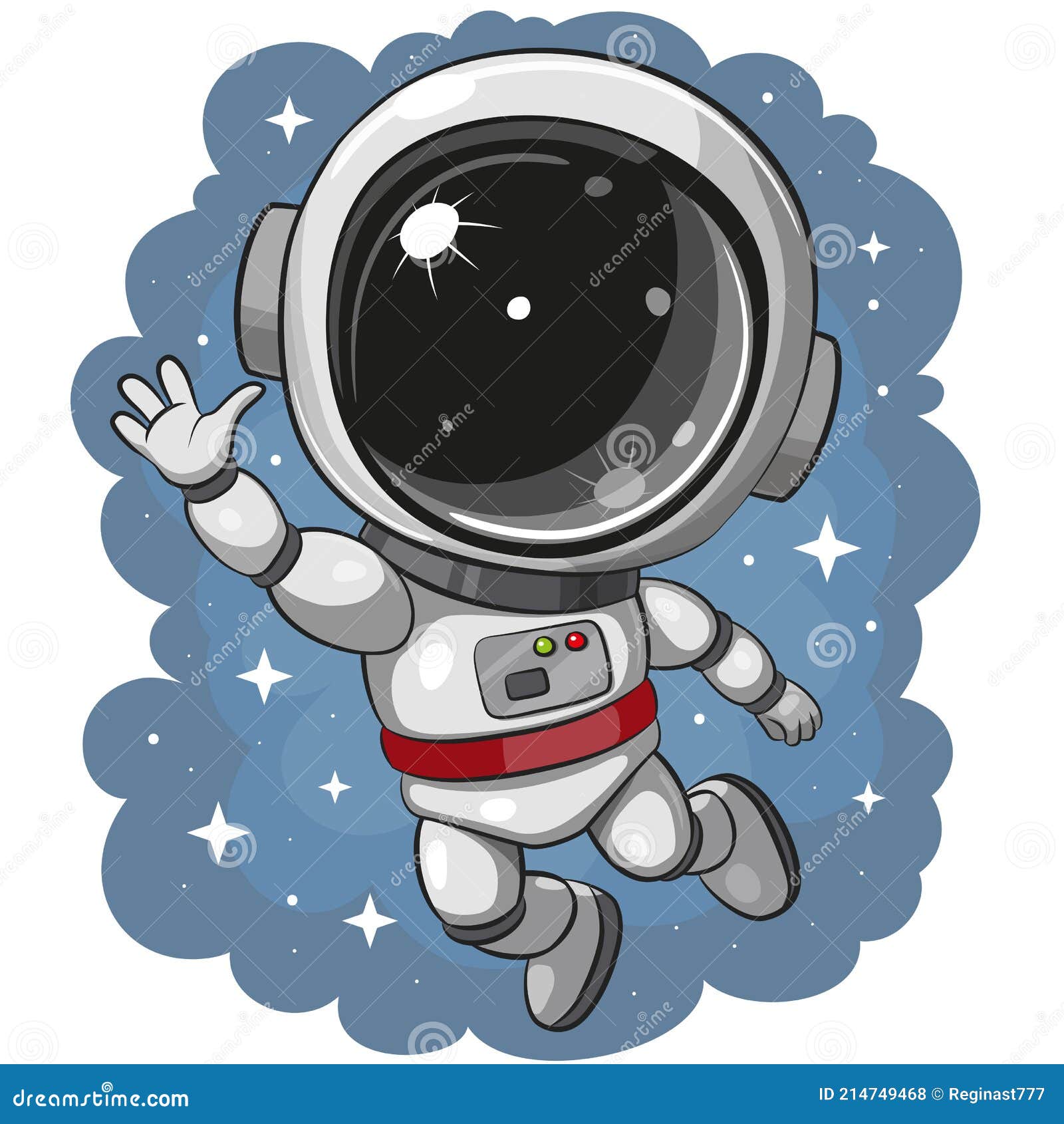 Cartoon Astronaut In The Space With Stars And Moon Funny Cute ...