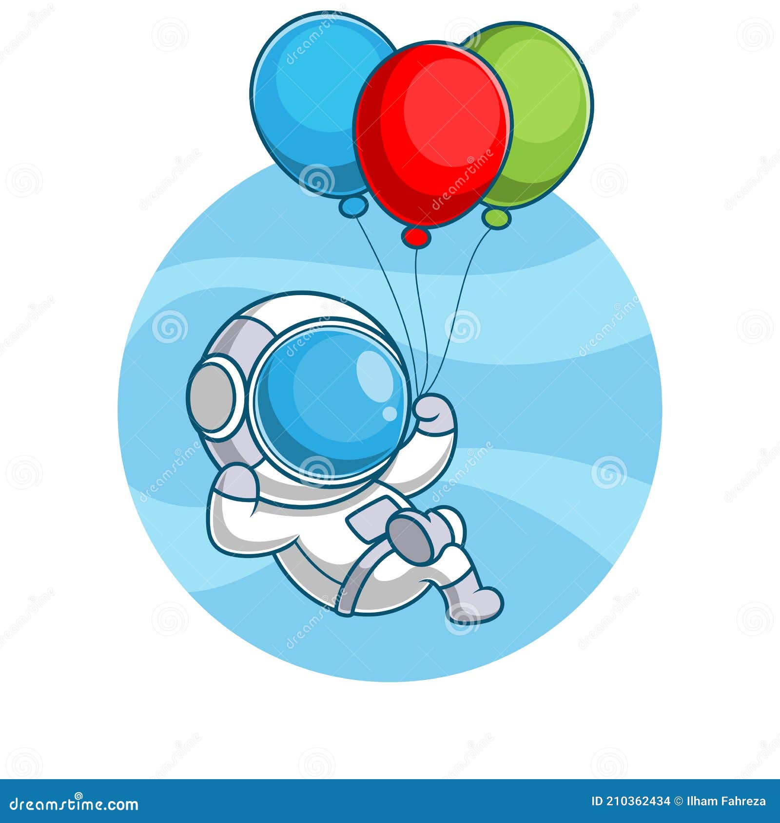 Cartoon Astronaut Flying Using a Balloon Stock Illustration ...