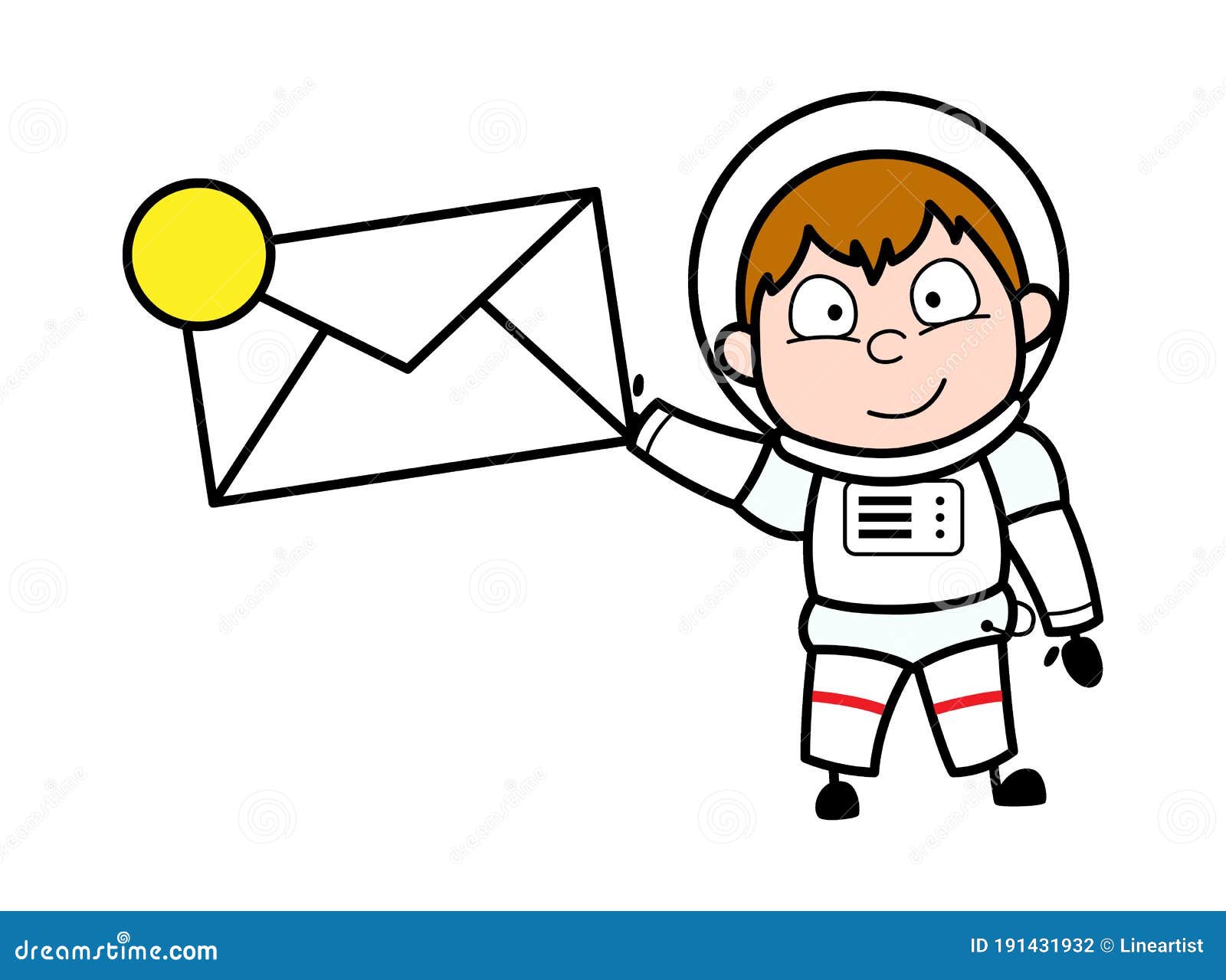 Cartoon Astronaut Holding Envelope Stock Illustration - Illustration of ...