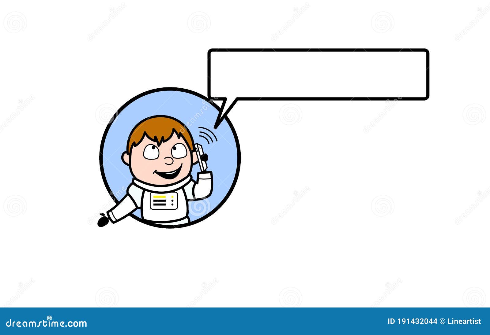 Cartoon Astronaut on Phone stock illustration. Illustration of suit ...