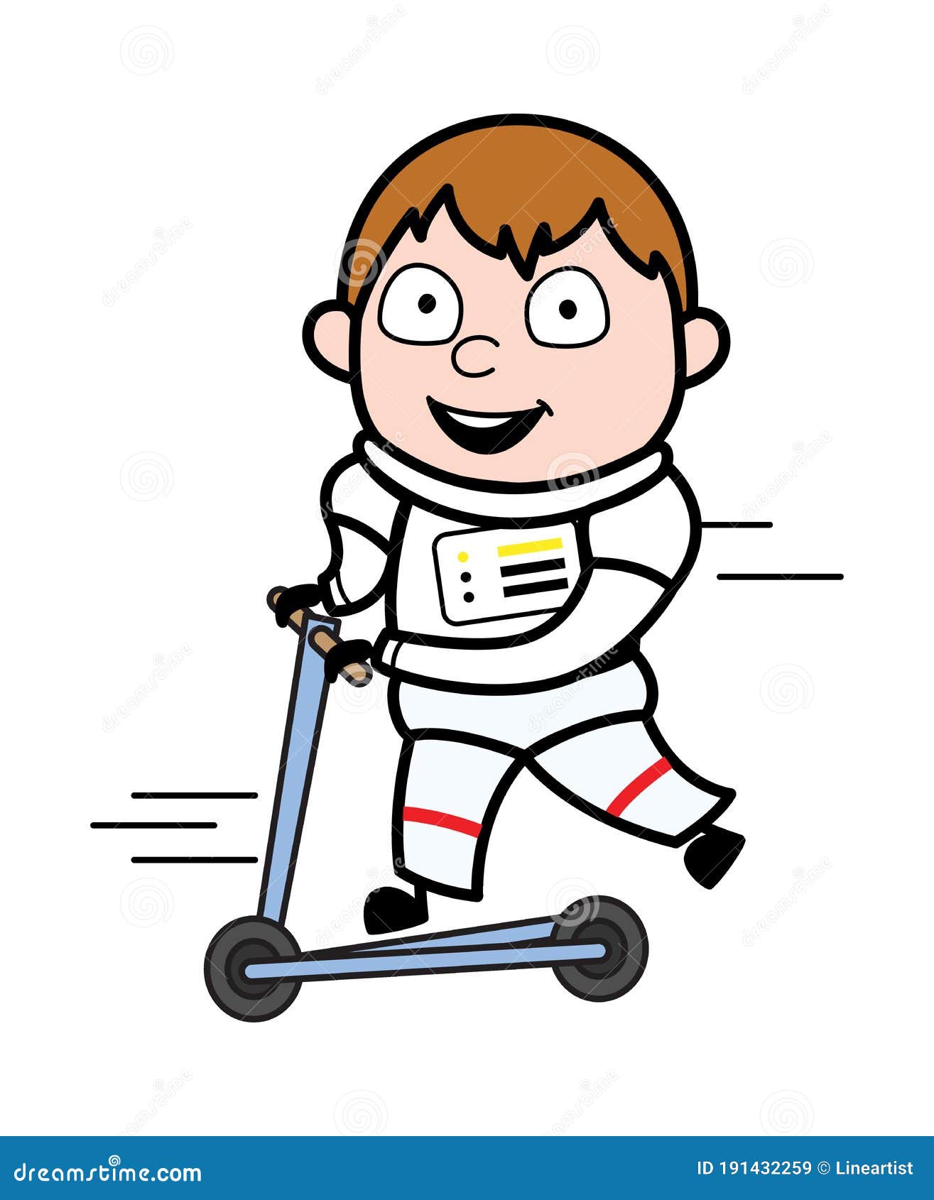 Cartoon Astronaut Rides the Kick Scooter Stock Illustration ...